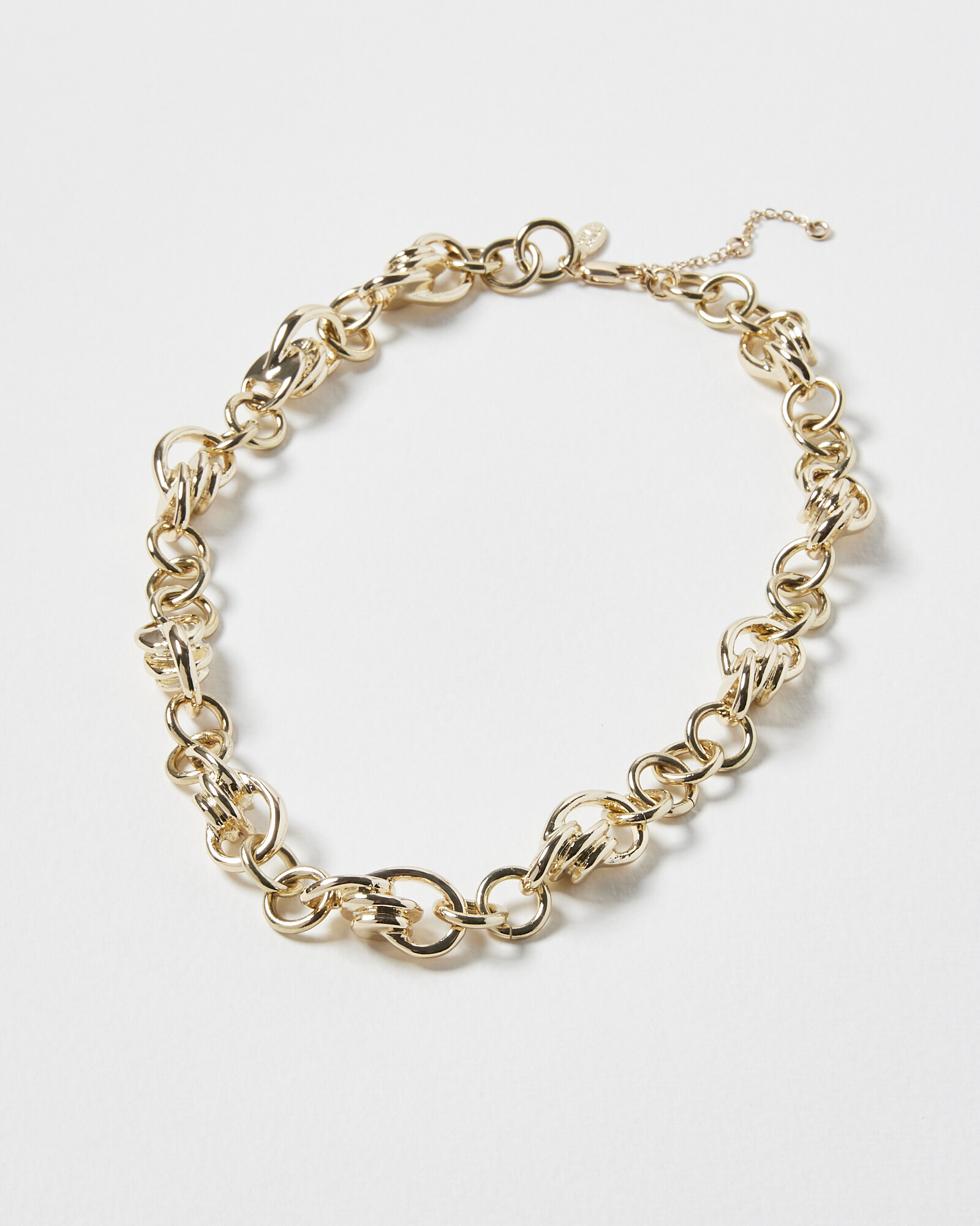 Isla Interlinked Chains Gold Tone Chunky Necklace | Oliver Bonas