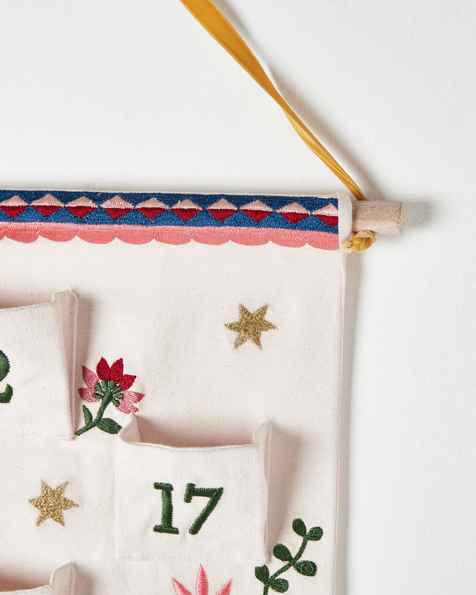 Reusable Embroidered White Fabric Advent Calendar | Oliver Bonas