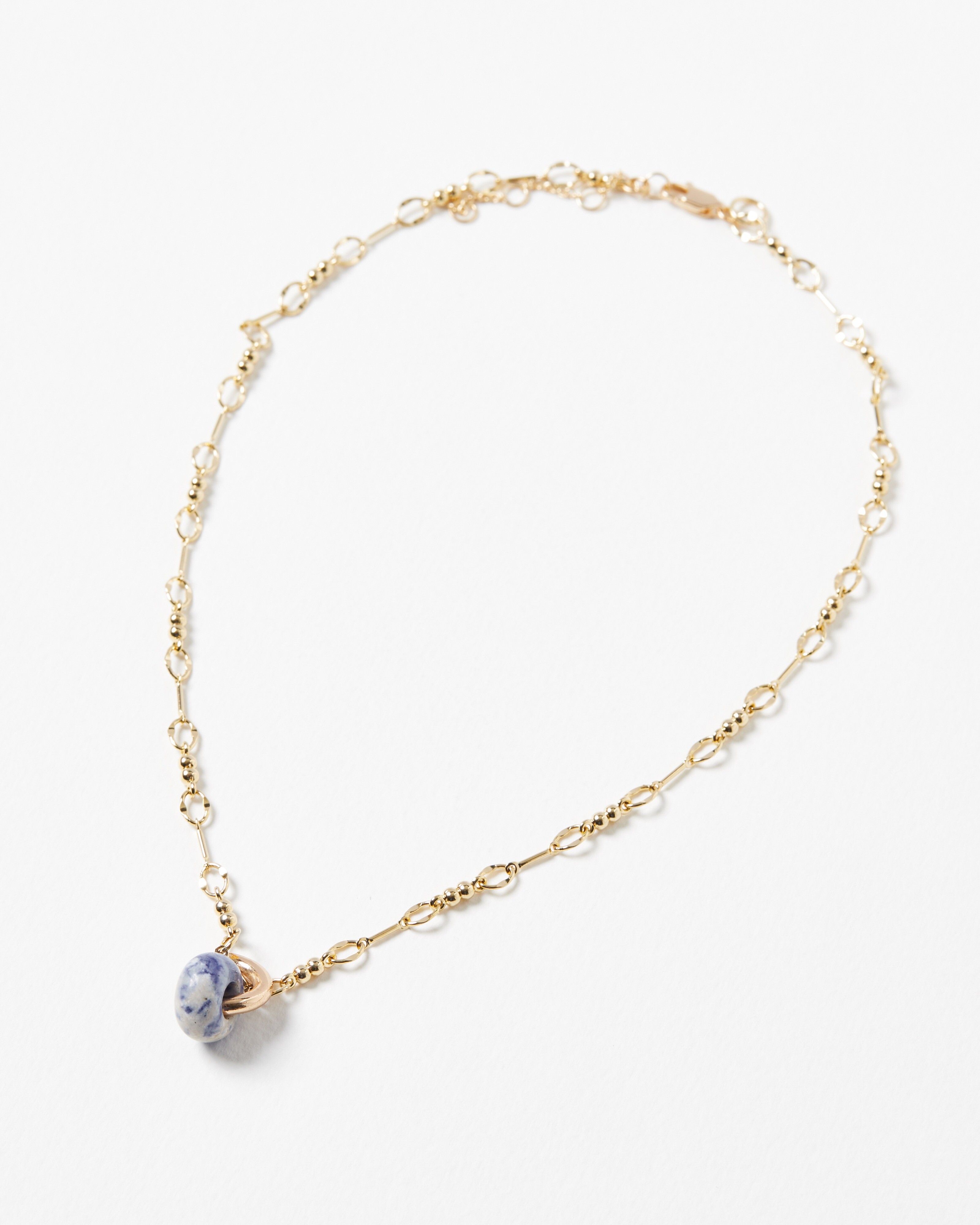 Camille Hoop & Blue Stone Charm Pendant Necklace | Oliver Bonas