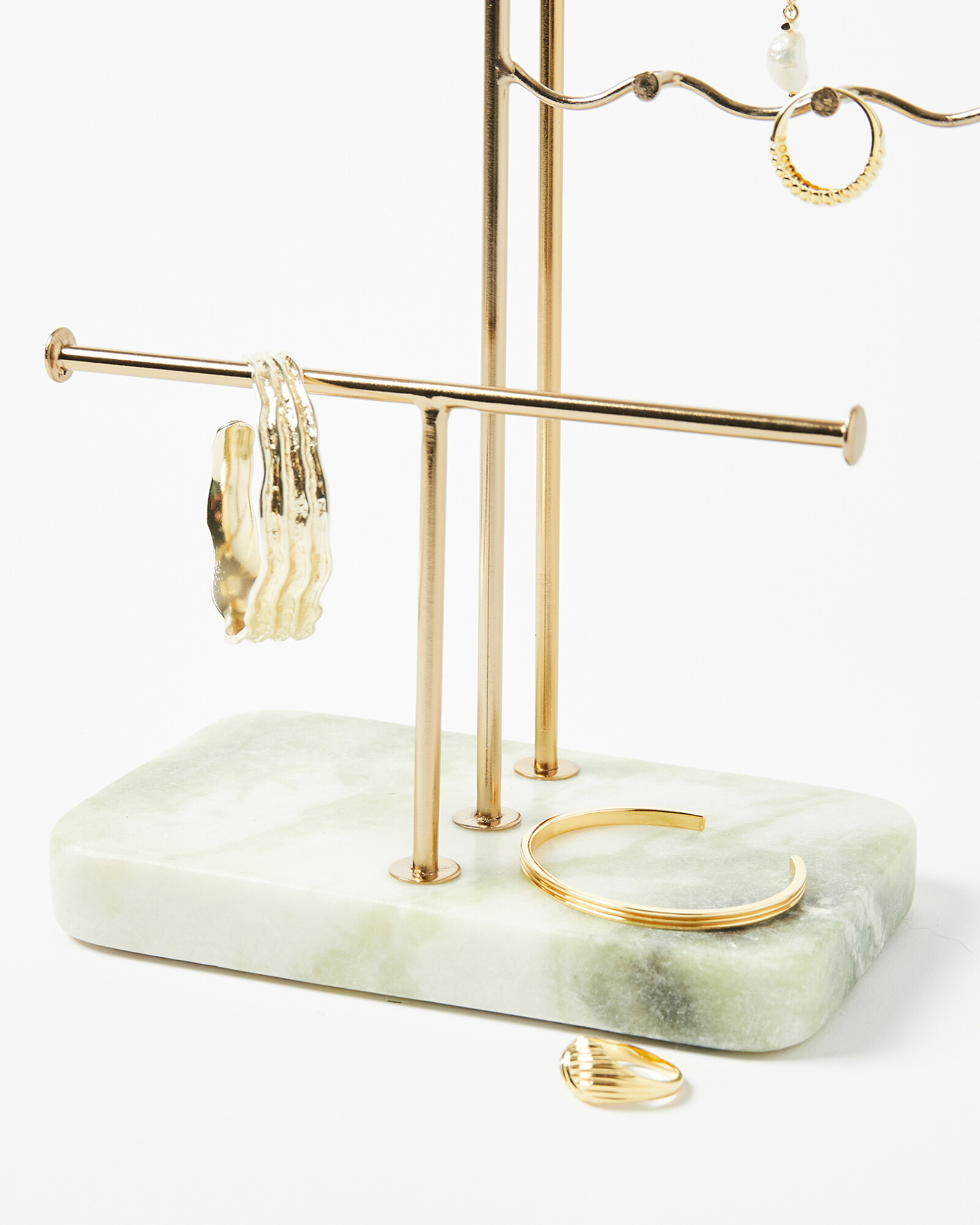 Gold Metal & Marble Wiggle Jewellery Stand | Oliver Bonas