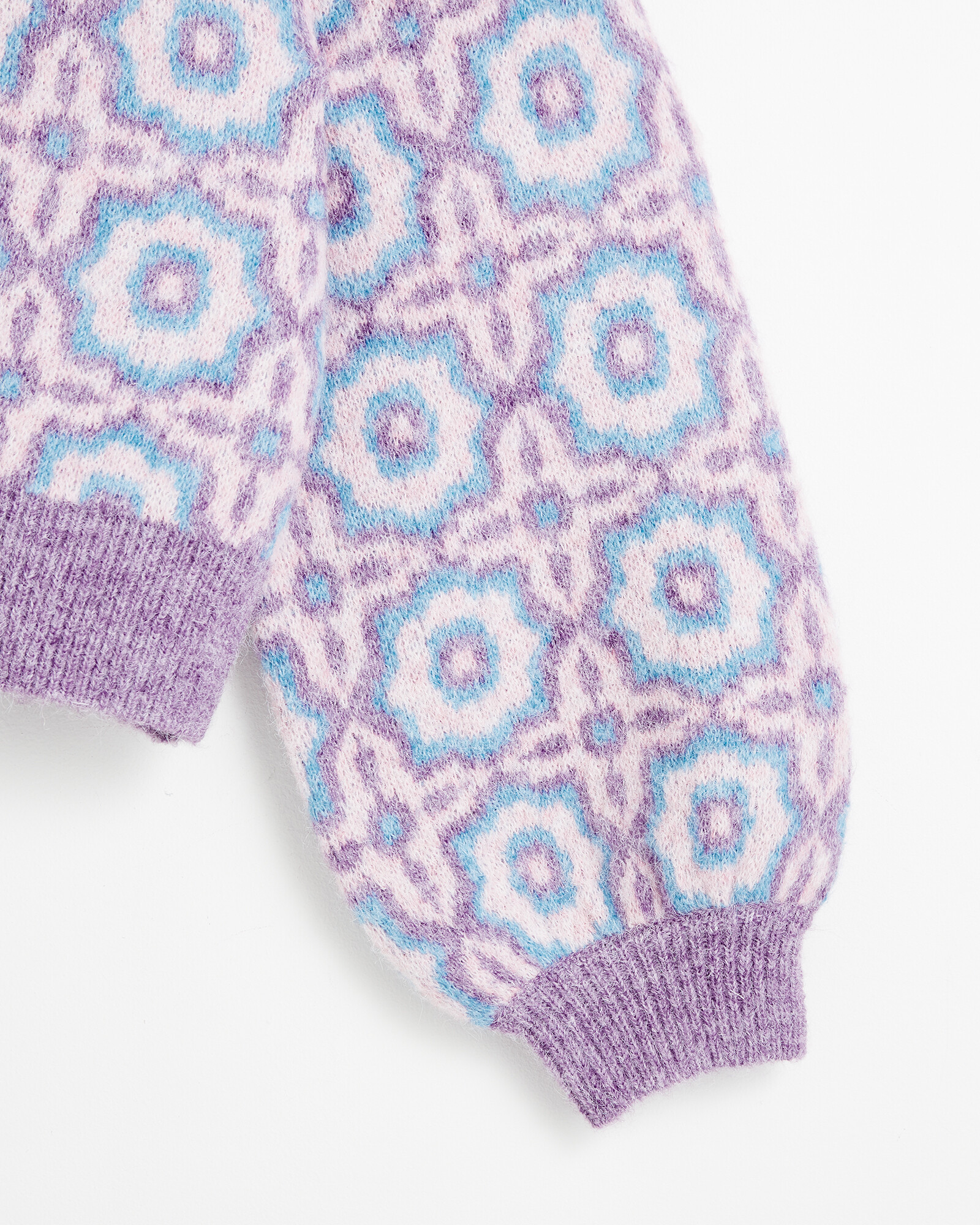 Tile Pattern Blue & Purple Knitted Cardigan | Oliver Bonas