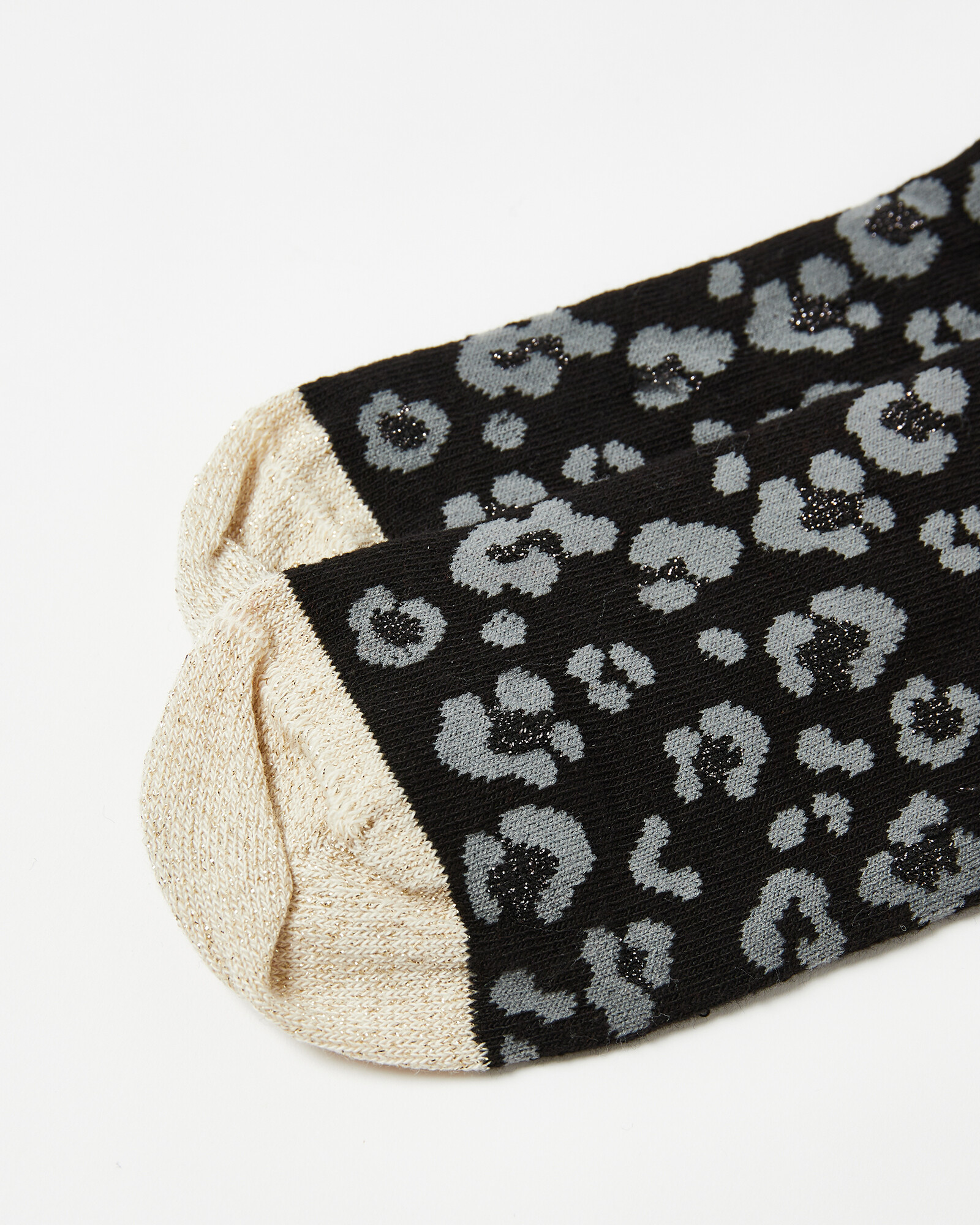 Alphabet Initial Animal Print Black & Gold Ankle Socks | Oliver Bonas