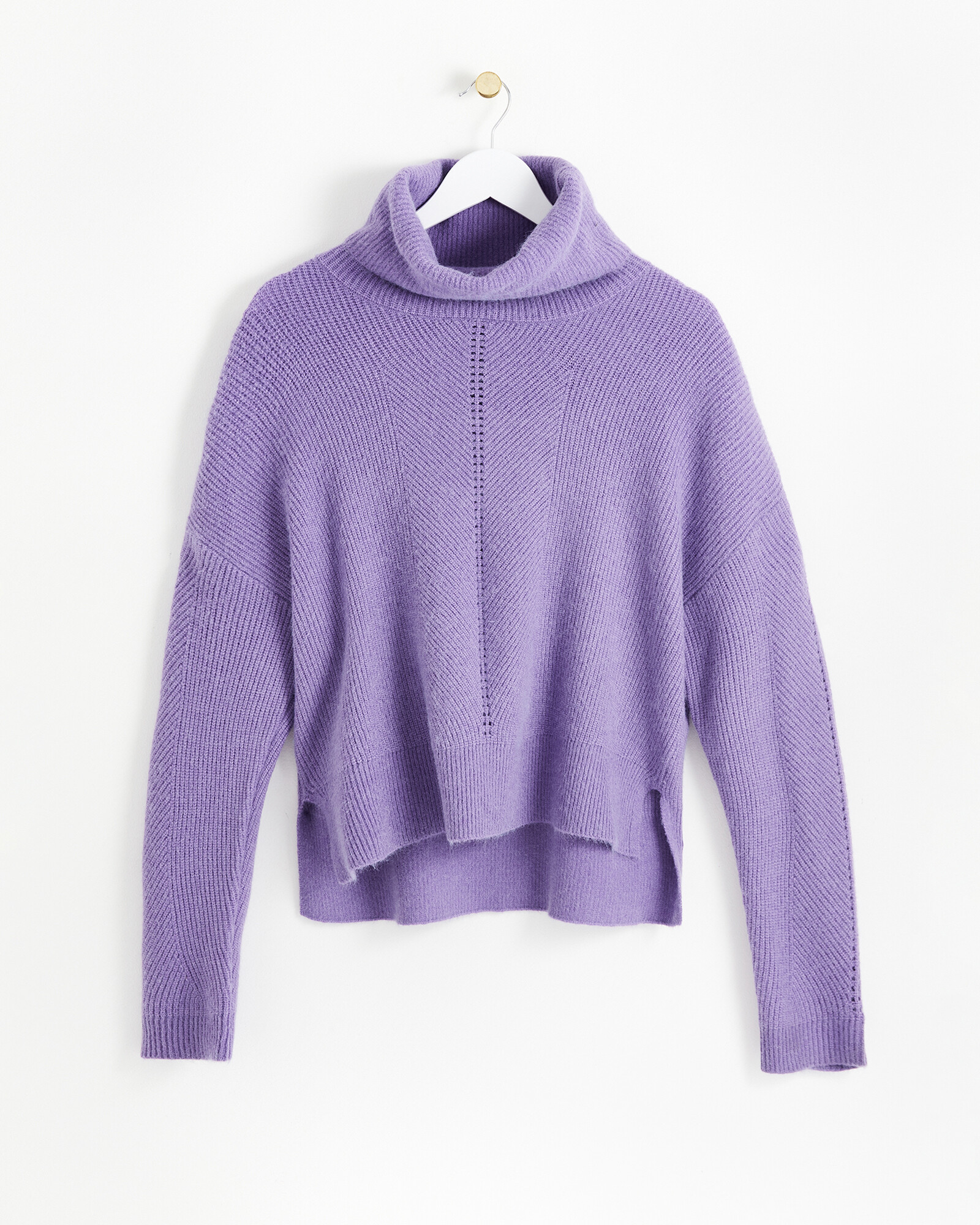 Elevated Boxy Roll Neck Violet Purple Knitted Jumper | Oliver Bonas