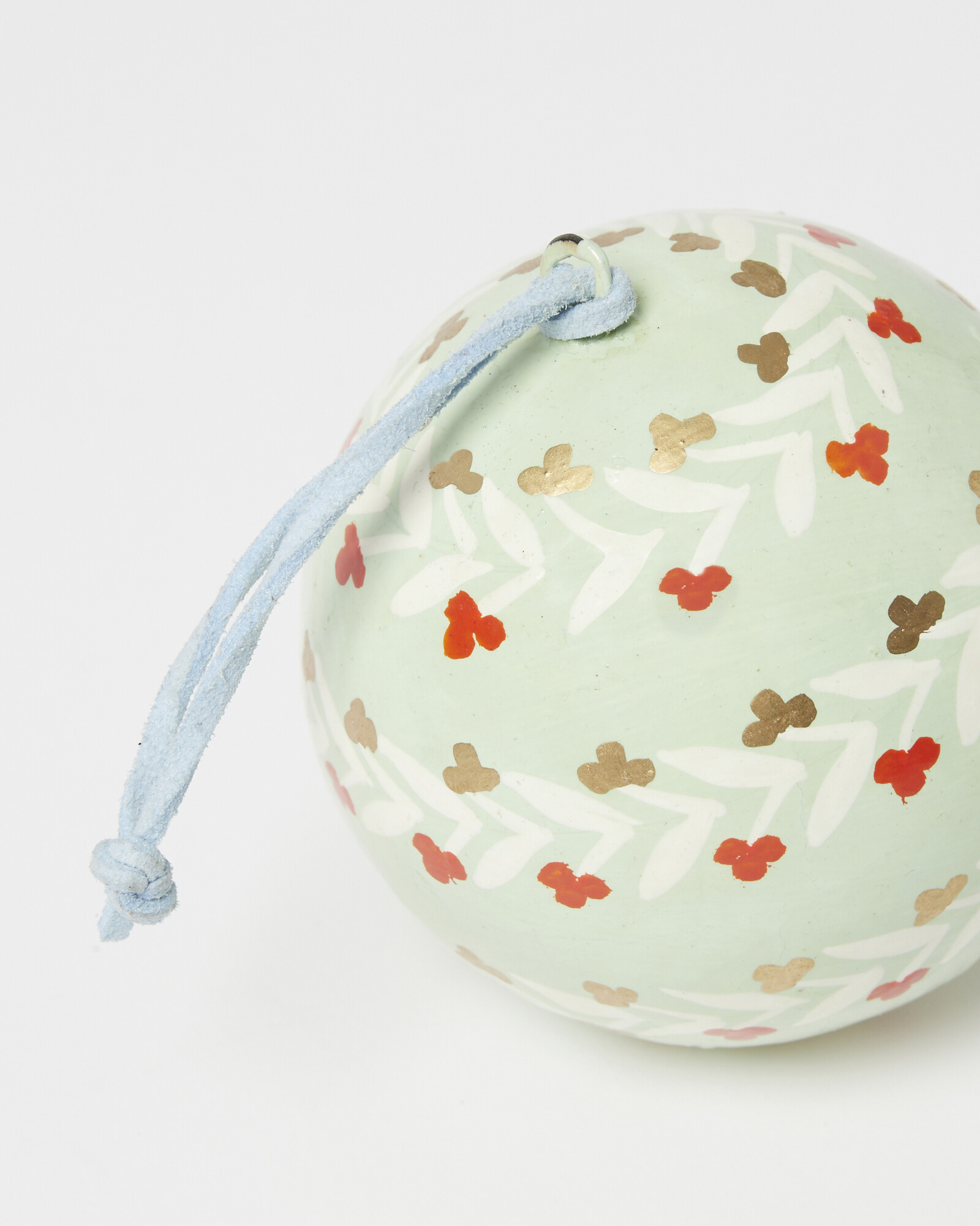 Hand Painted Floral Green Paper Mache Christmas Tree Decoration ...