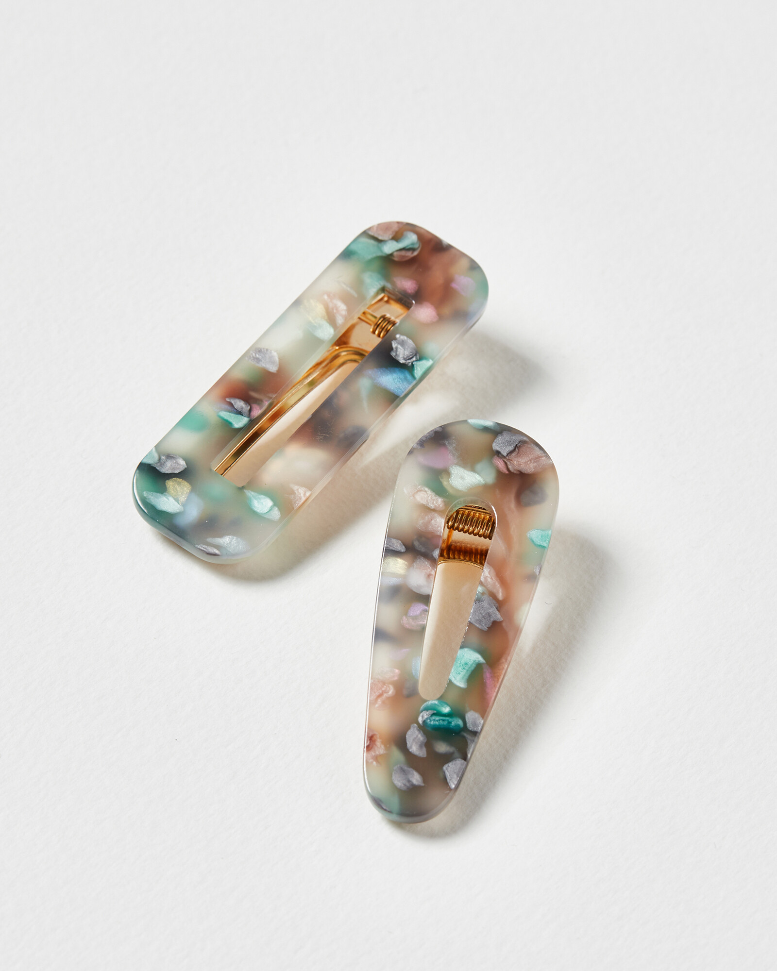 Orla Green Shimmer Resin Hair Clips Pack Of Two | Oliver Bonas