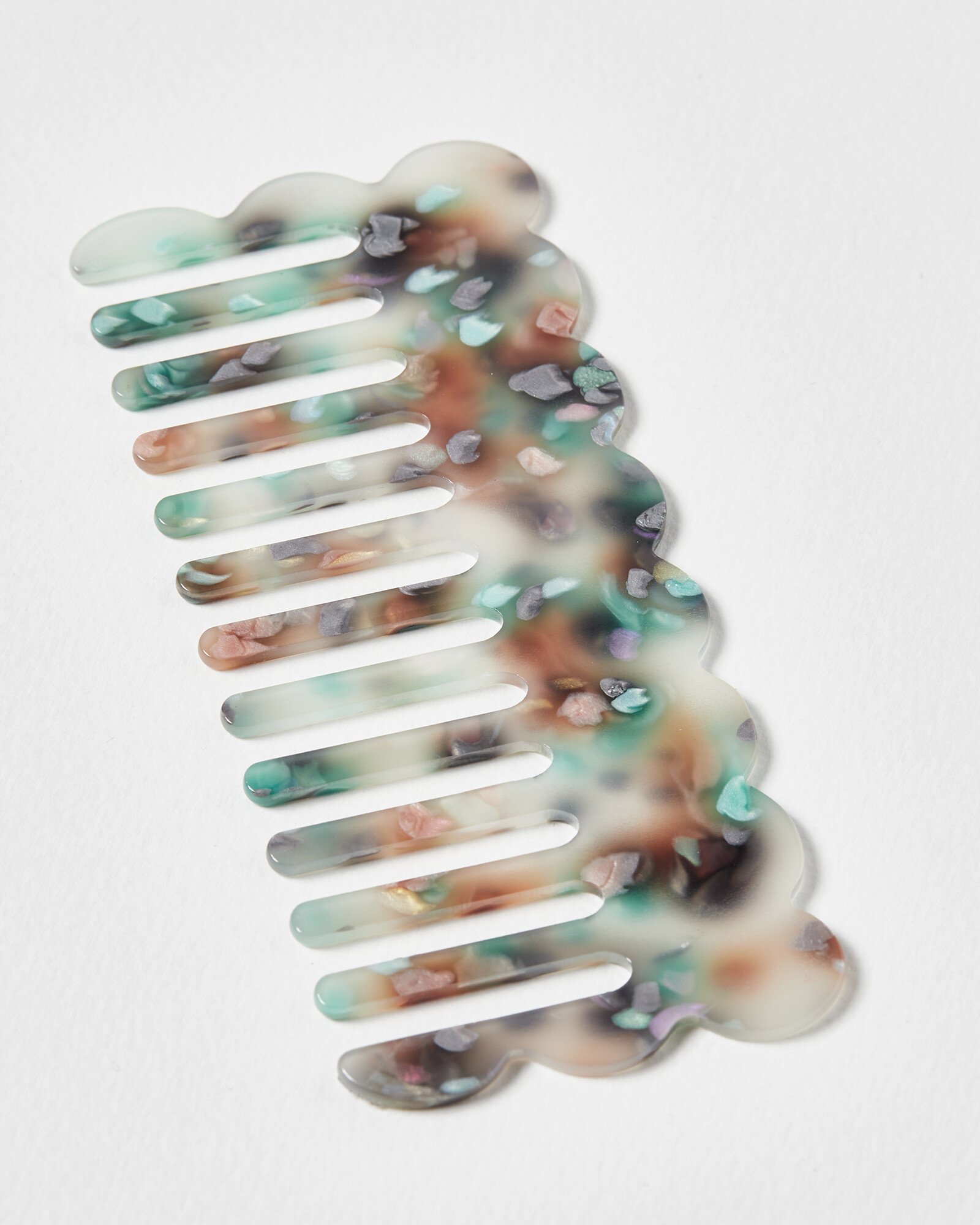 Orla Shimmer Green Resin Rectangular Hair Comb | Oliver Bonas