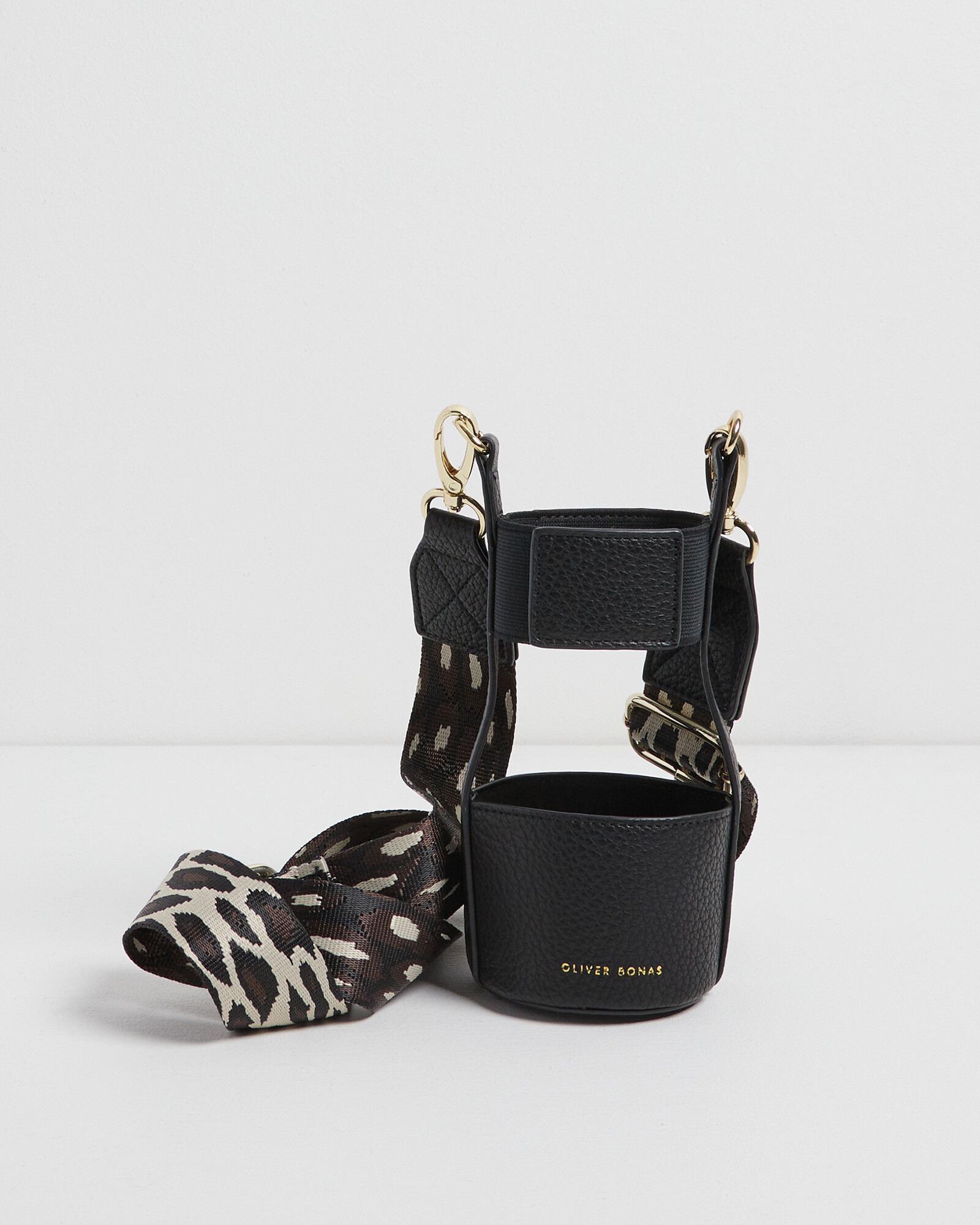 Witney Animal Print Black Water Bottle Holder | Oliver Bonas
