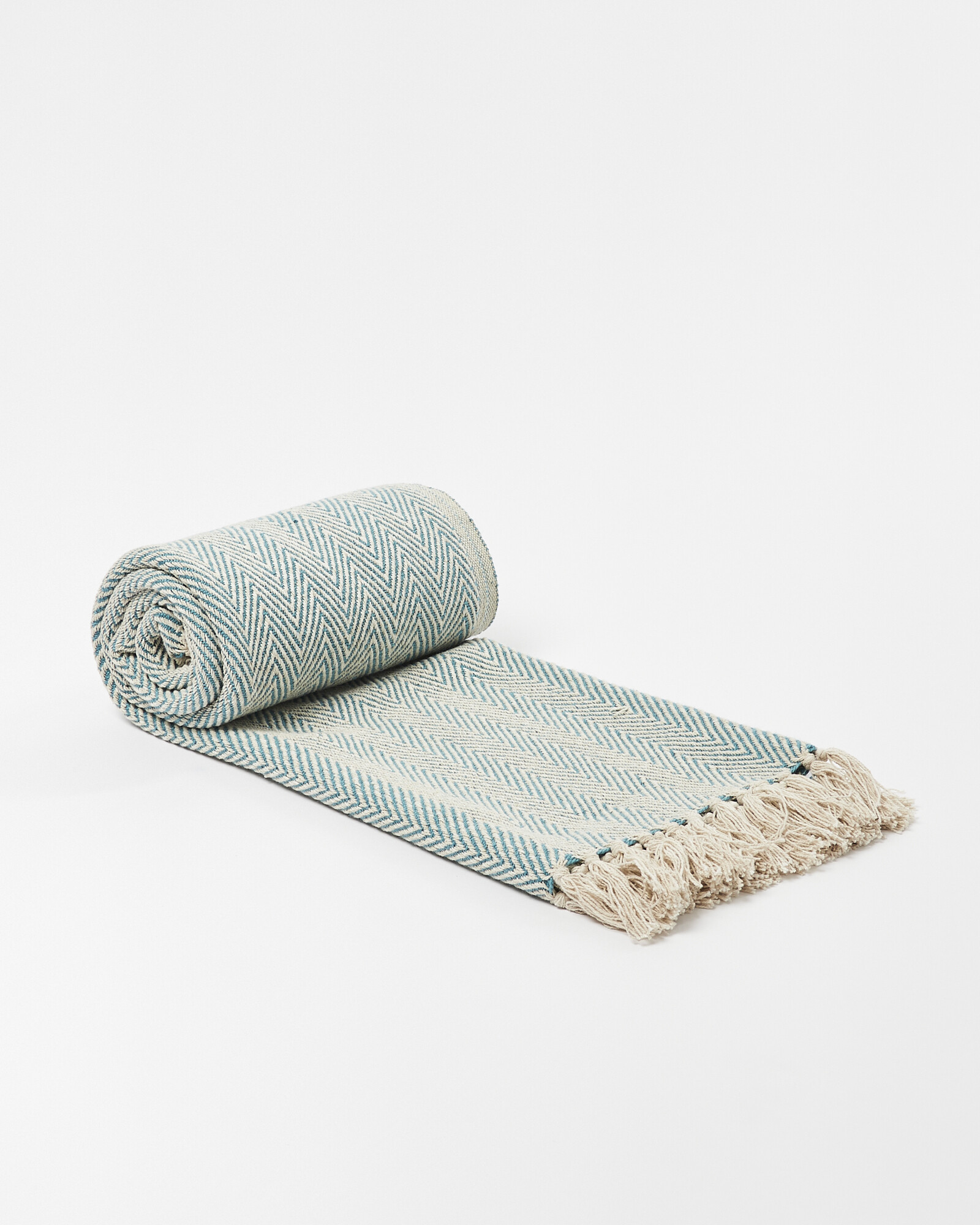 Cleo Blue Woven Throw | Oliver Bonas