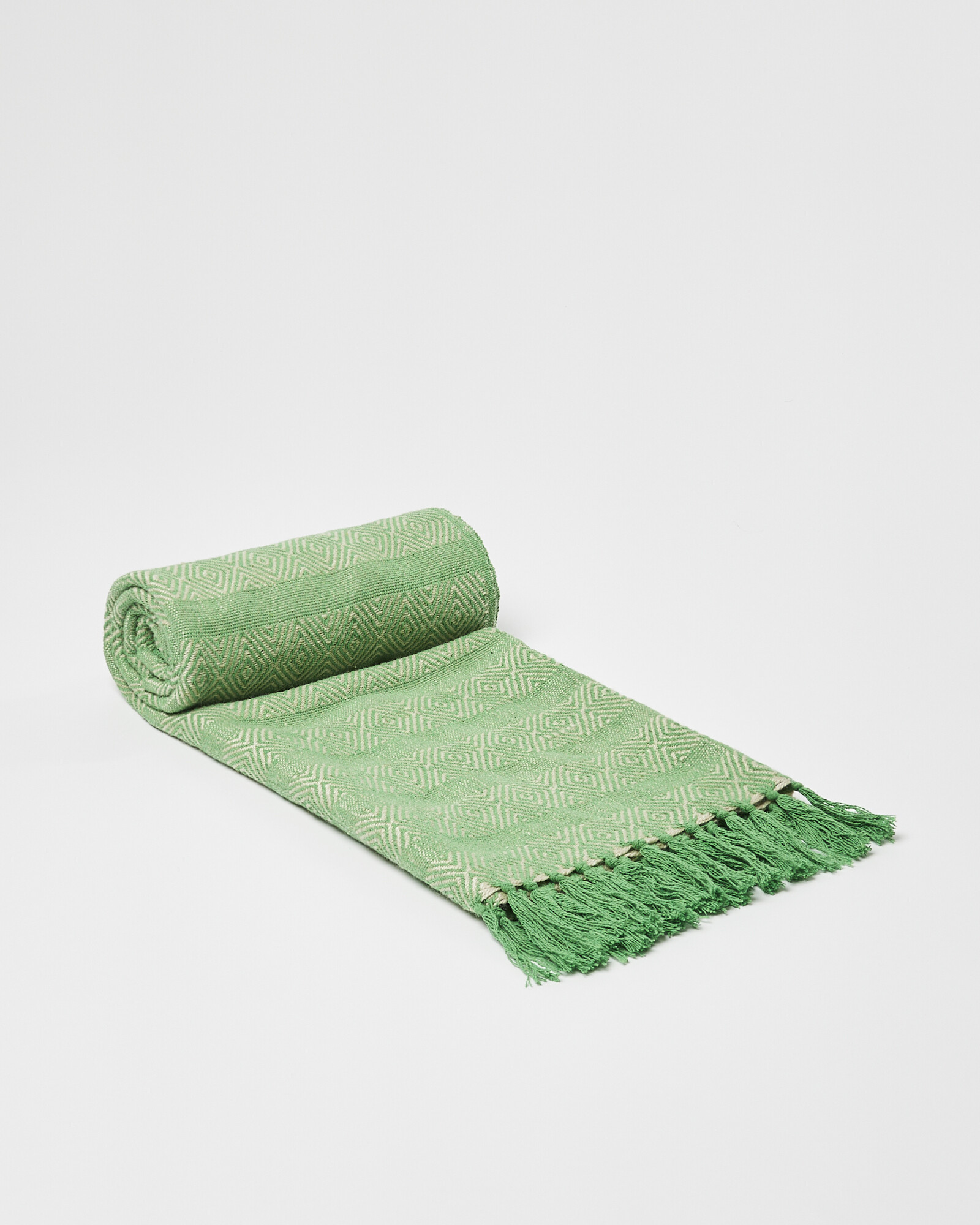 Cleo Green Woven Throw | Oliver Bonas