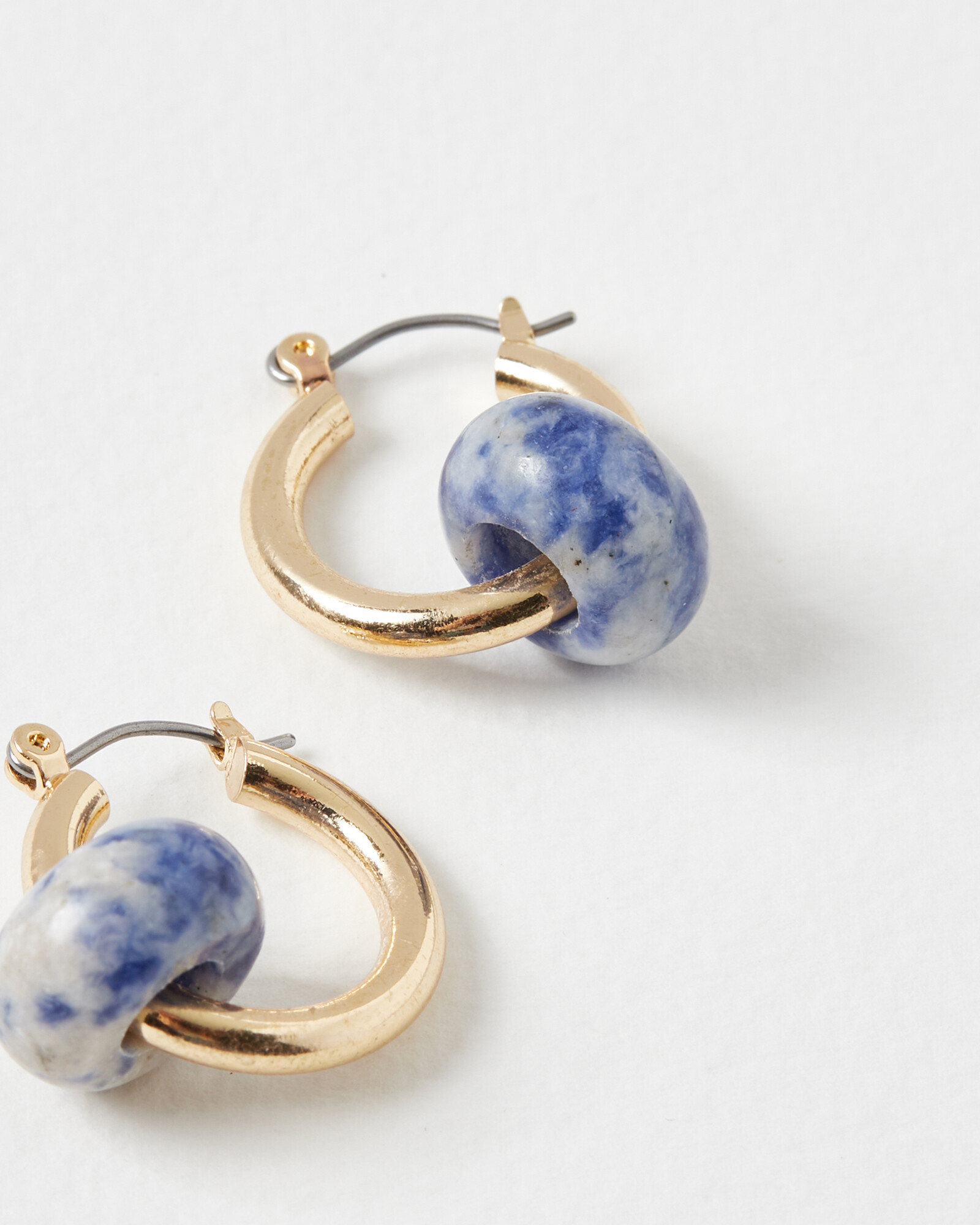Camille Blue Stone Charm Hoop Earrings | Oliver Bonas