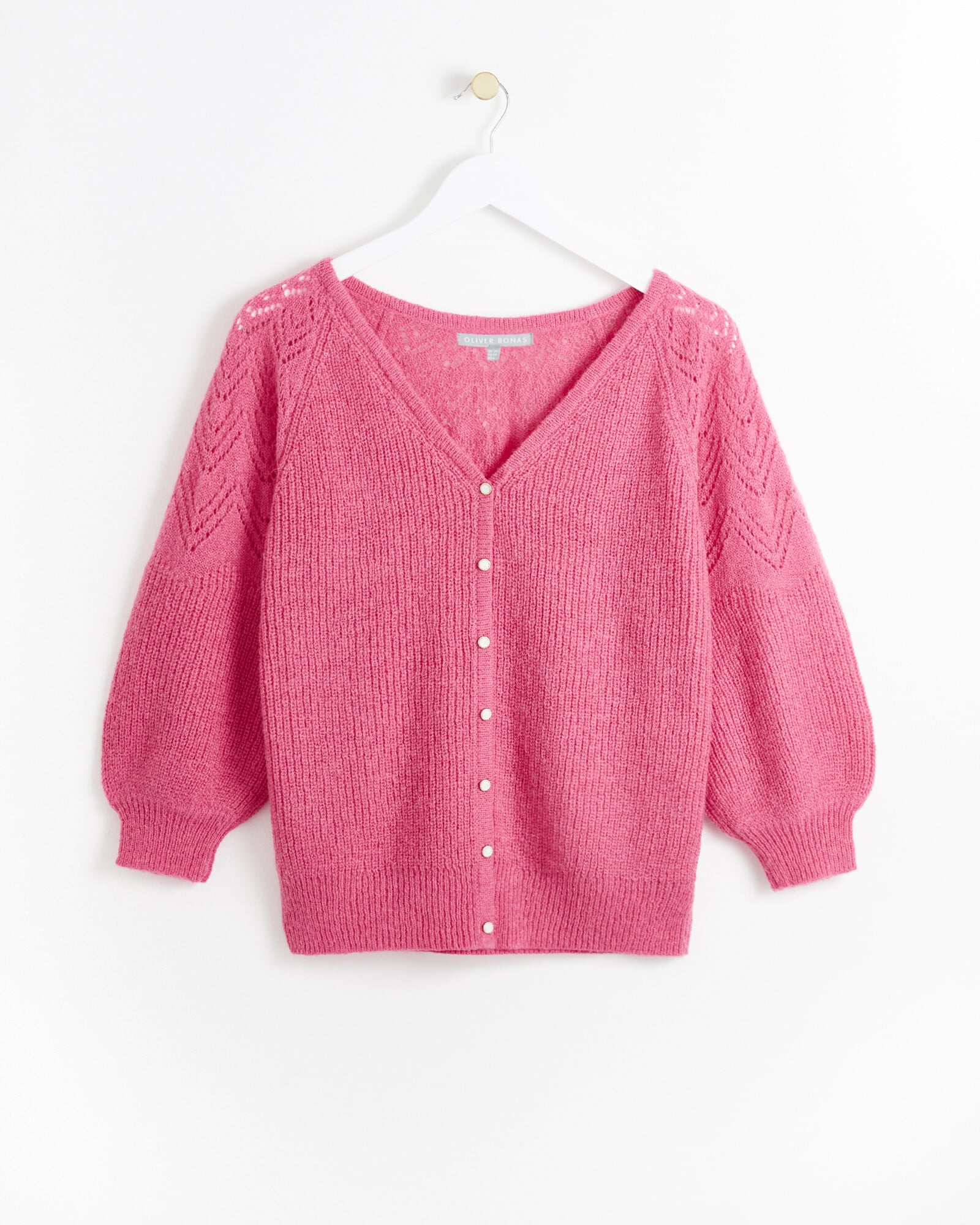 Reversible Button Back Fluffy Pink Knitted Top | Oliver Bonas