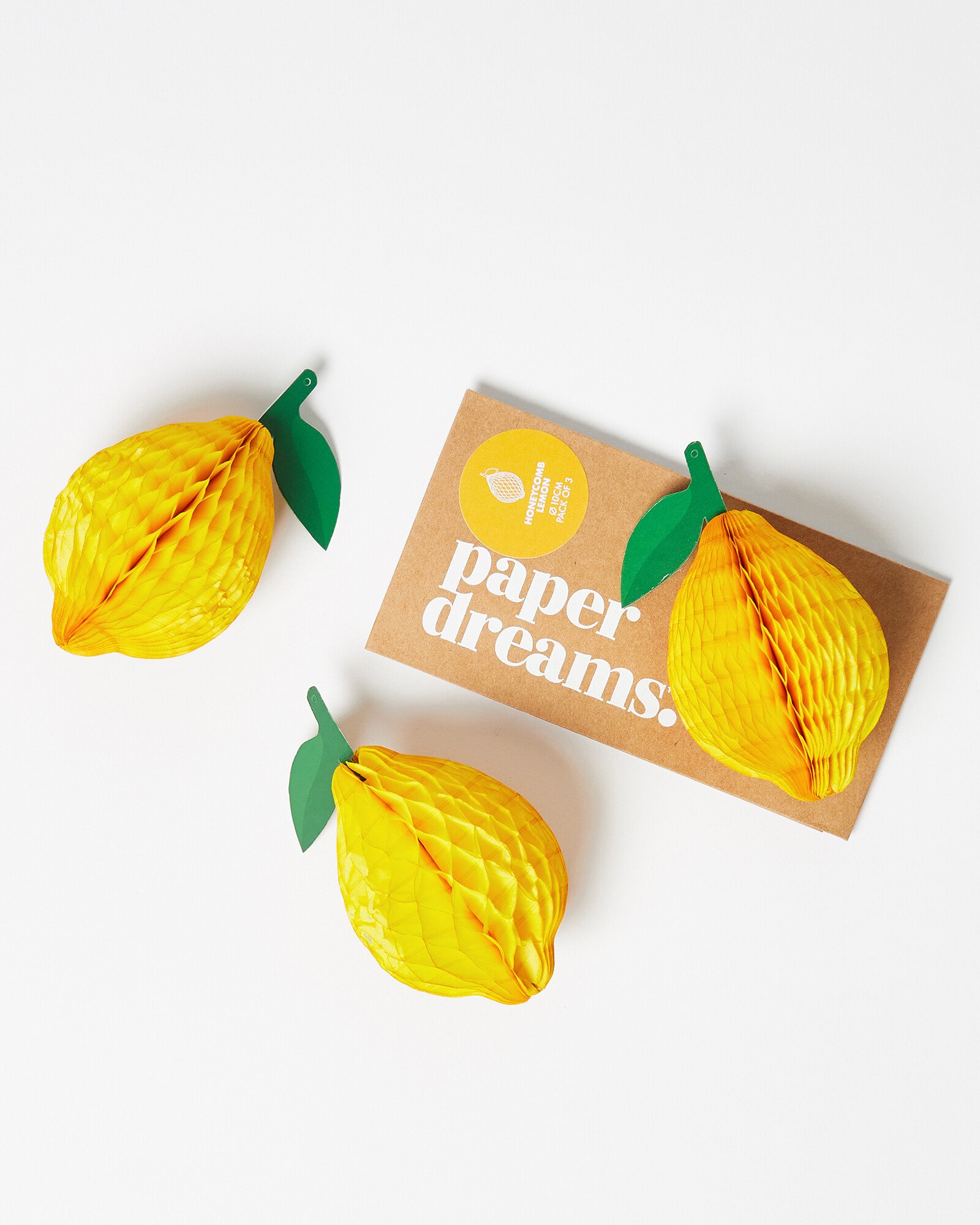Paper Dreams Lemon Paper Party Decorations Set of Three | Oliver Bonas