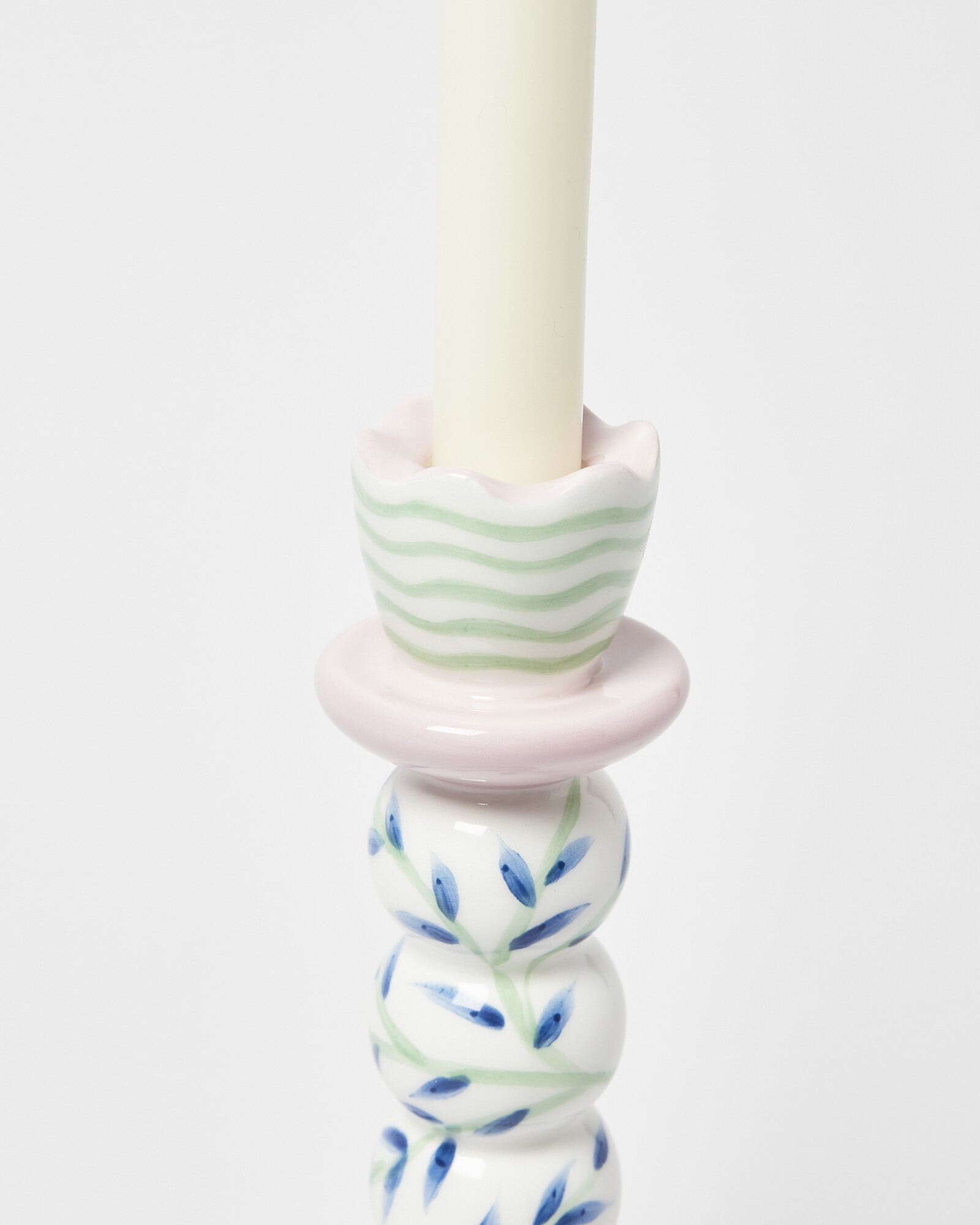Lila Pink Ceramic Candlestick Holder Large | Oliver Bonas