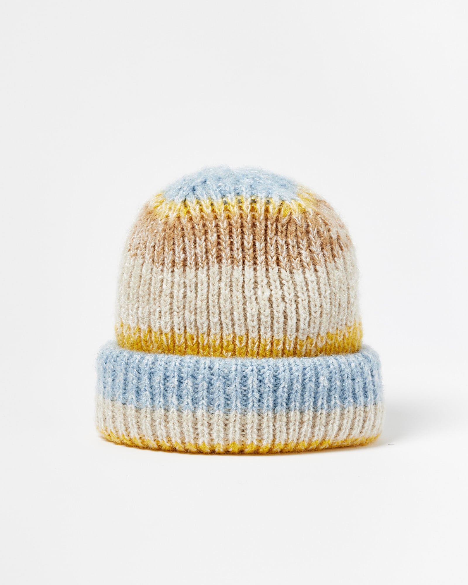 Ribbed Yellow & Blue Knitted Beanie Hat | Oliver Bonas