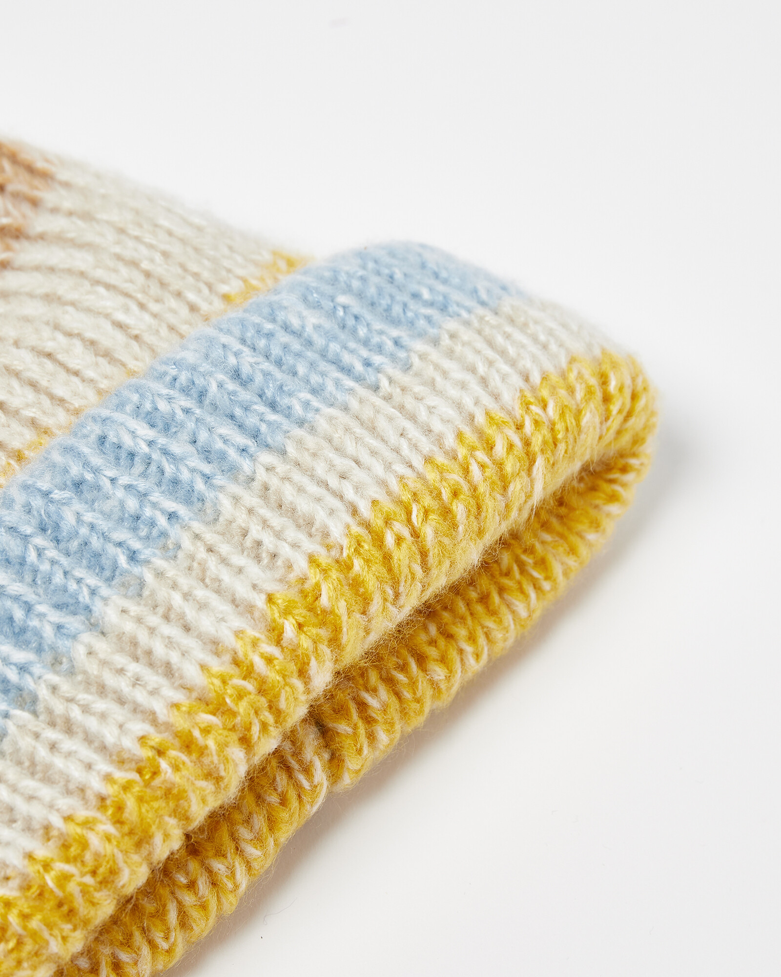 Ribbed Yellow & Blue Knitted Beanie Hat | Oliver Bonas