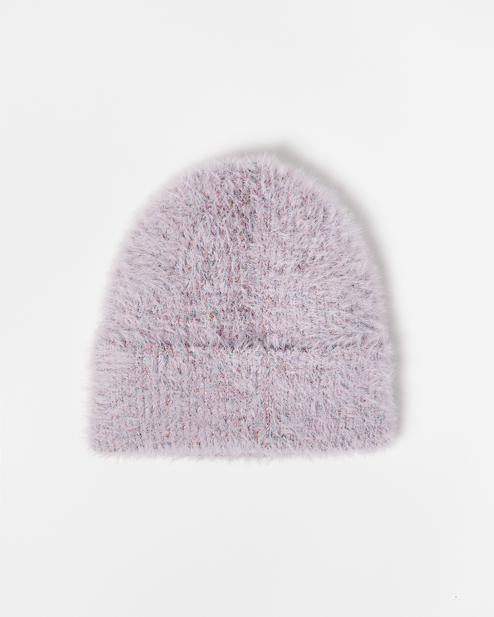 Fluffy Rainbow Lilac Beanie Hat | Oliver Bonas