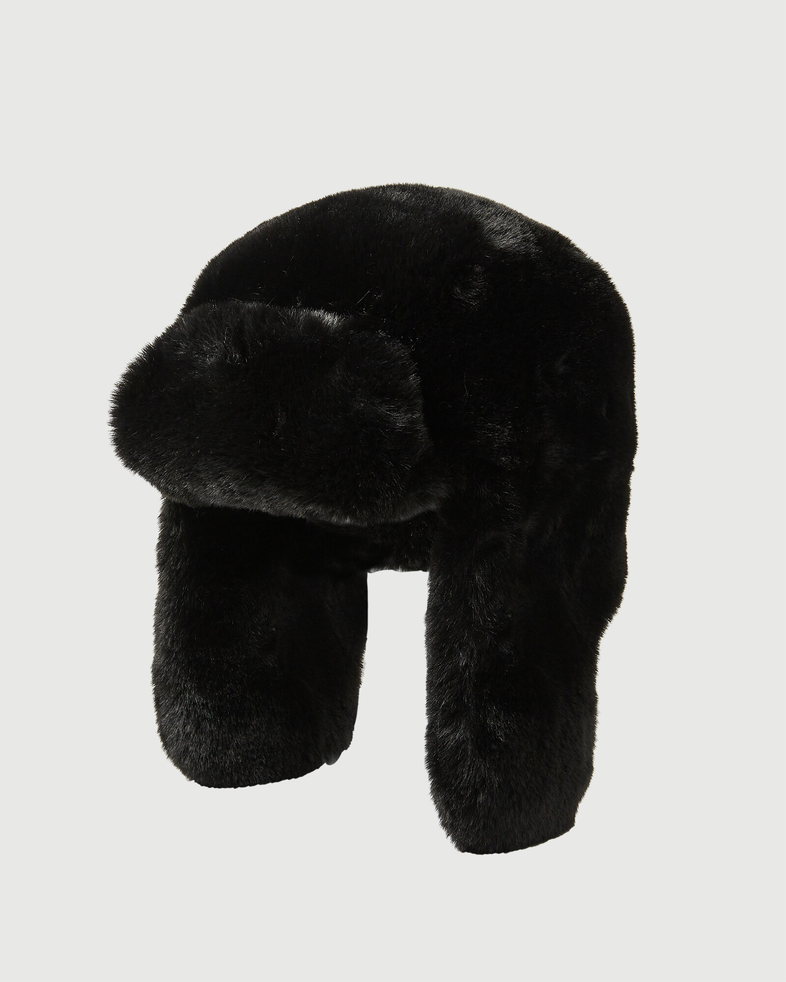 Faux Fur Black Trapper Beanie Hat | Oliver Bonas