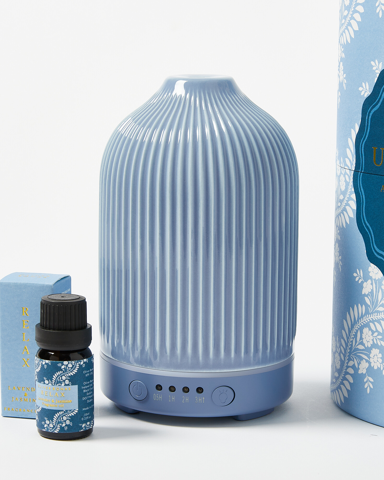 Dolores Blue Ceramic Aroma Diffuser & Set of Two Fragrance Oils ...