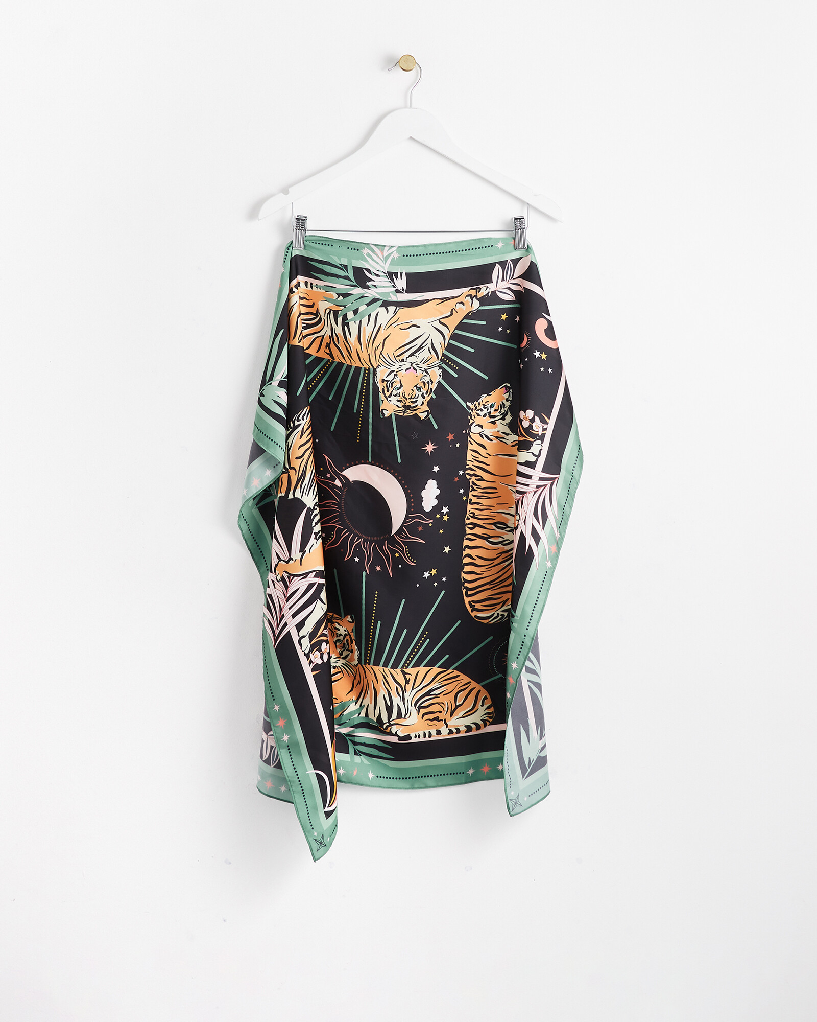 Tiger Black Square Lightweight Scarf Large | Oliver Bonas