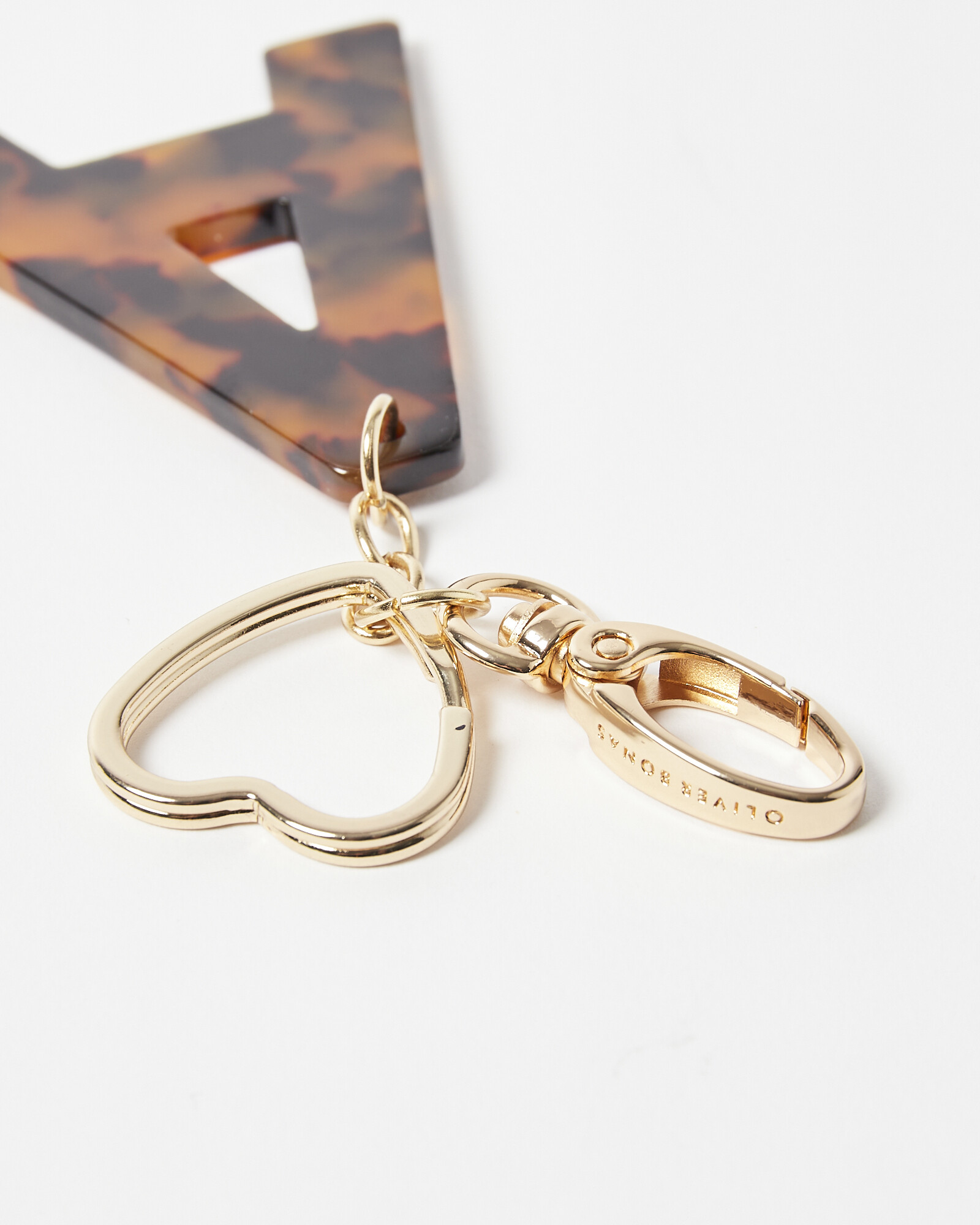 Alphabet Faux Tortoiseshell Brown & Black Initial Keyring | Oliver Bonas