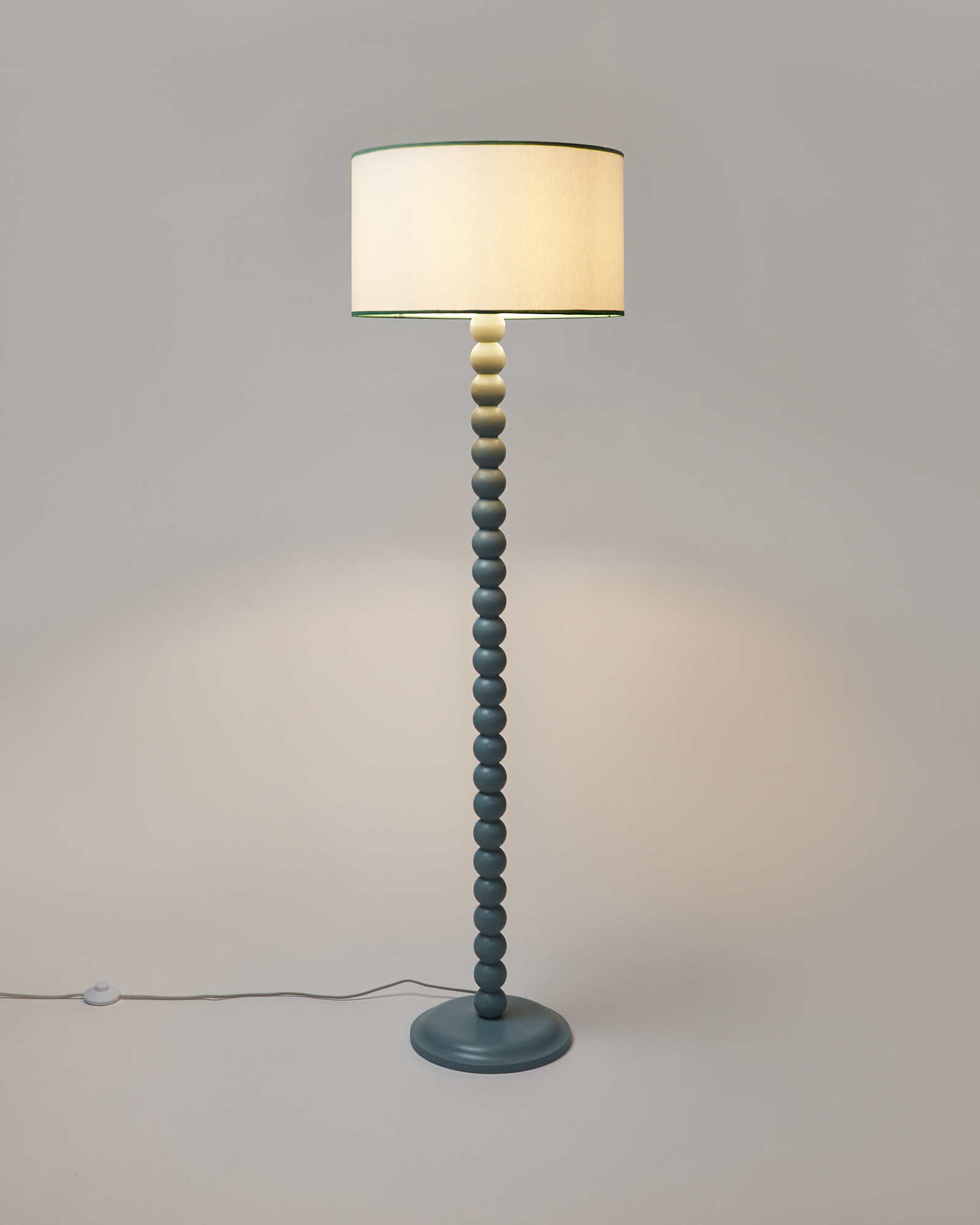 Bobbin Blue Wooden Floor Light | Oliver Bonas