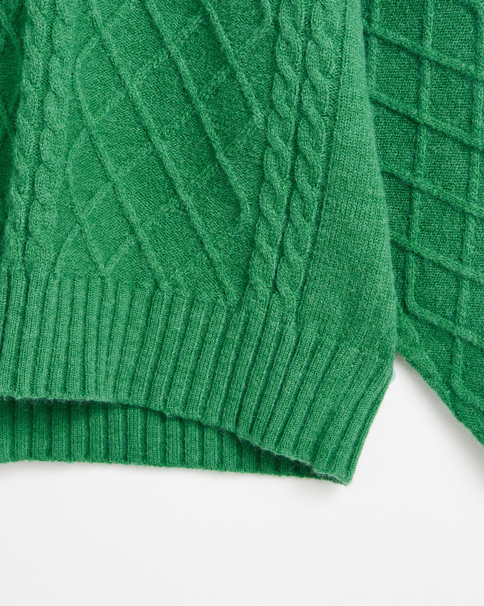Cable Roll Neck Green Knitted Jumper | Oliver Bonas