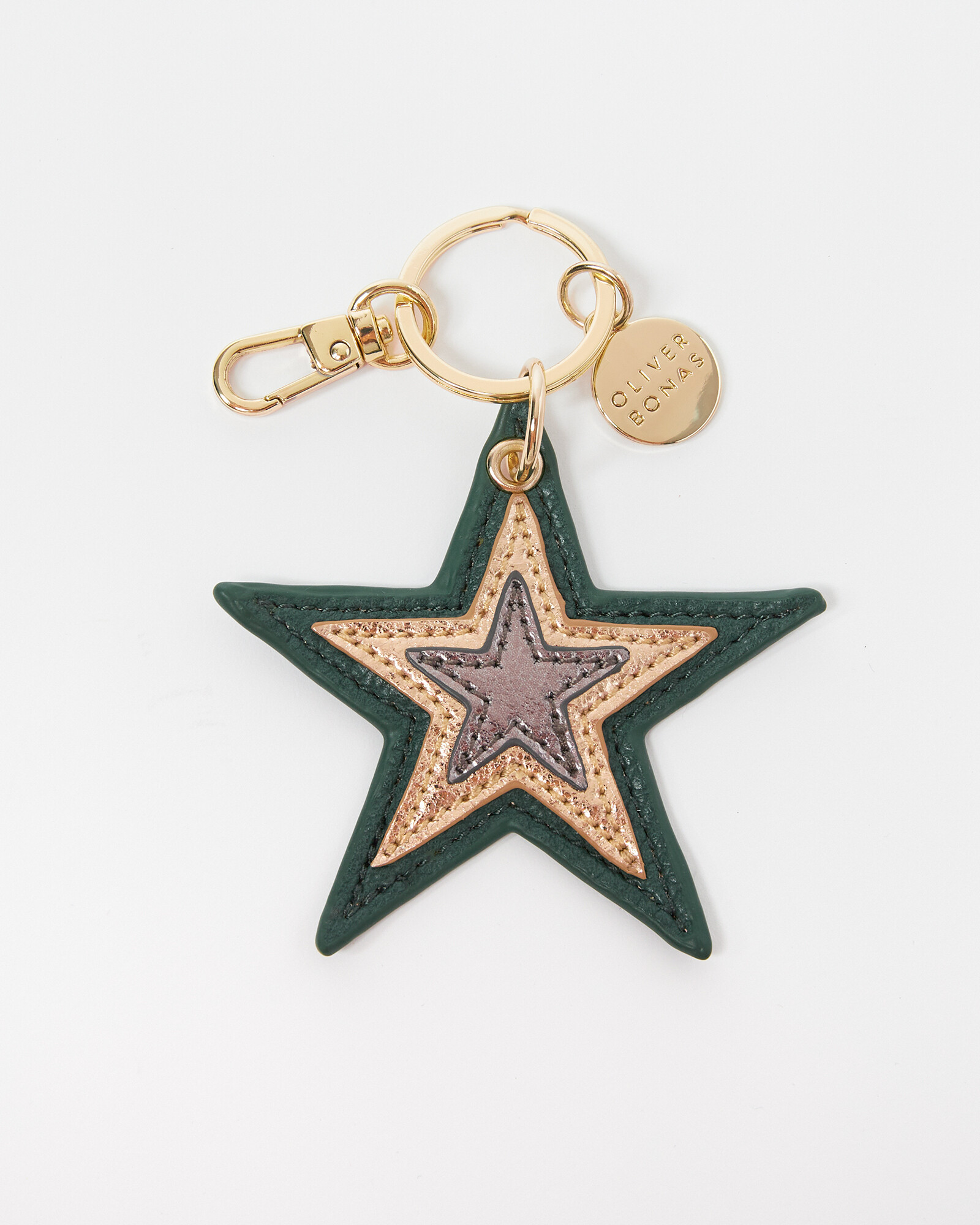 Star Gold & Green Keyring | Oliver Bonas
