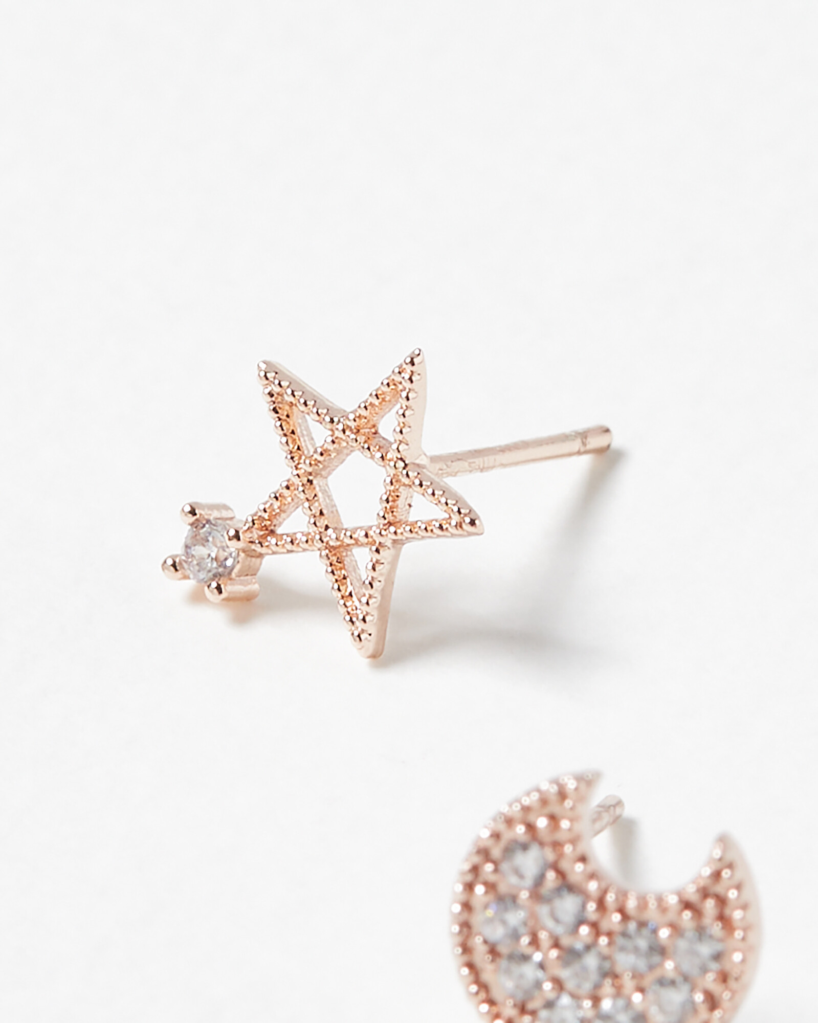 Astra Mismatch Star & Moon Stud Earrings | Oliver Bonas