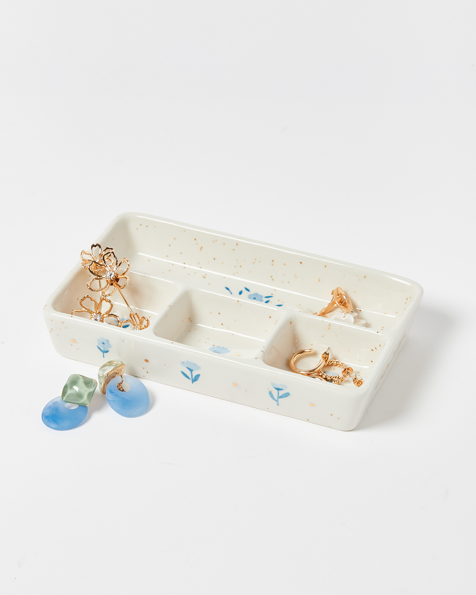 Loretta White & Blue Ceramic Tray Medium | Oliver Bonas