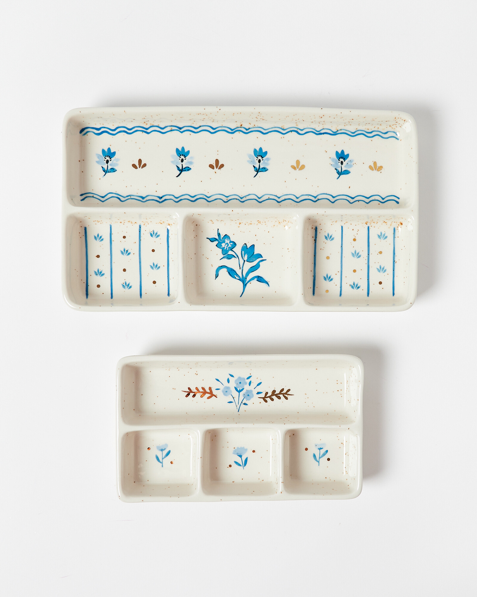 Loretta White & Blue Ceramic Tray Medium | Oliver Bonas