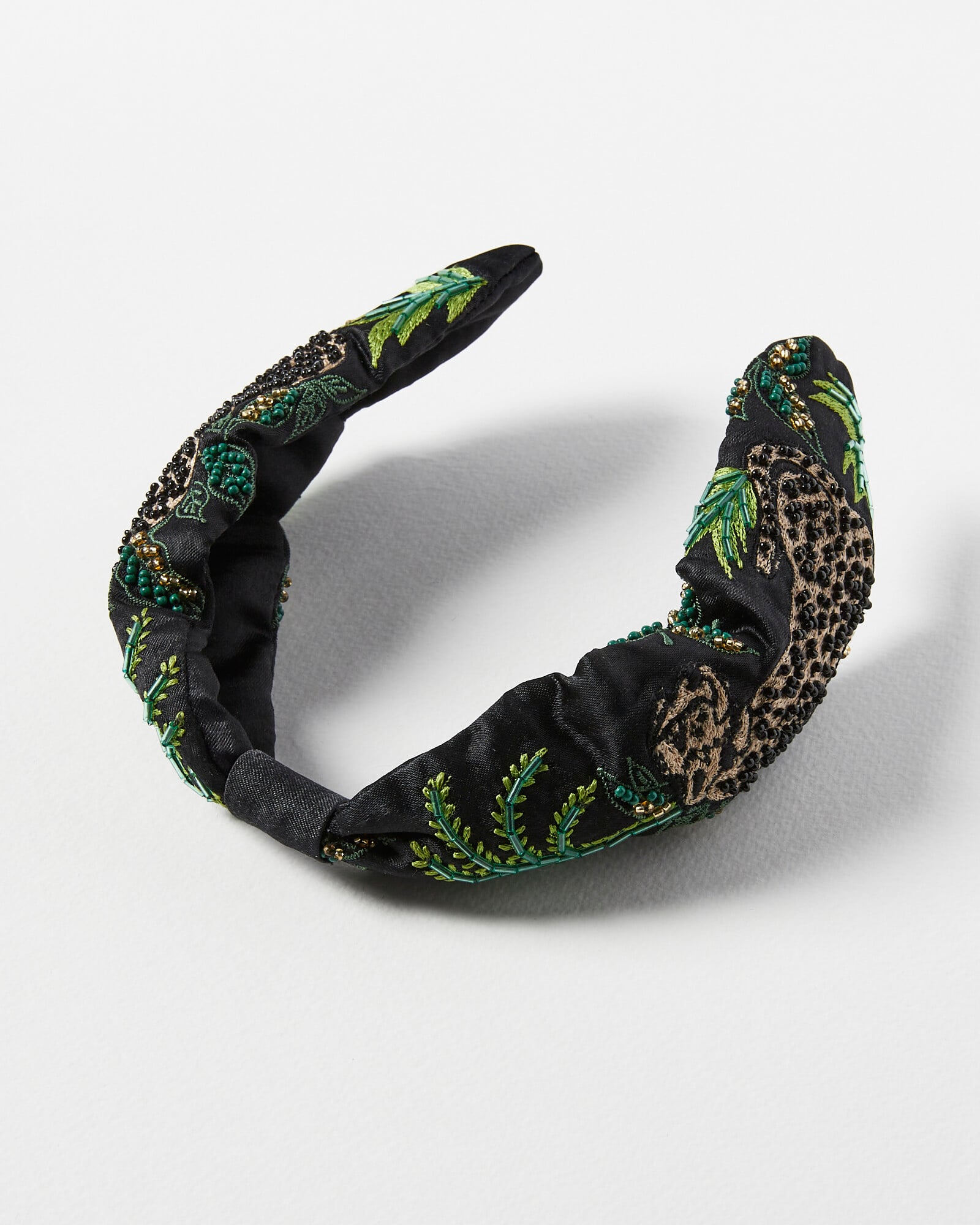 Apollo Leopard Embroidered Knot Headband | Oliver Bonas