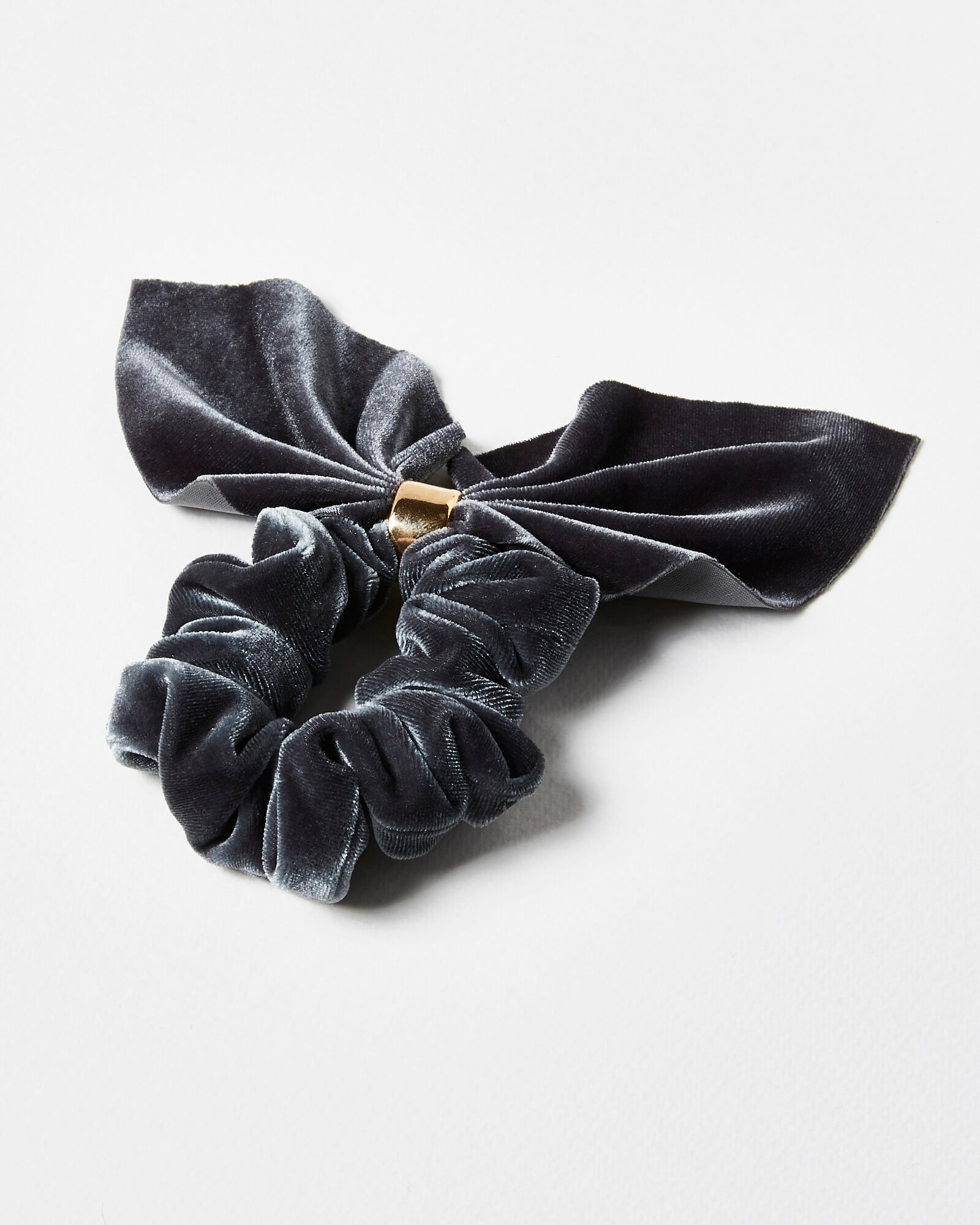 Davina Grey Velvet Hair Scrunchie | Oliver Bonas