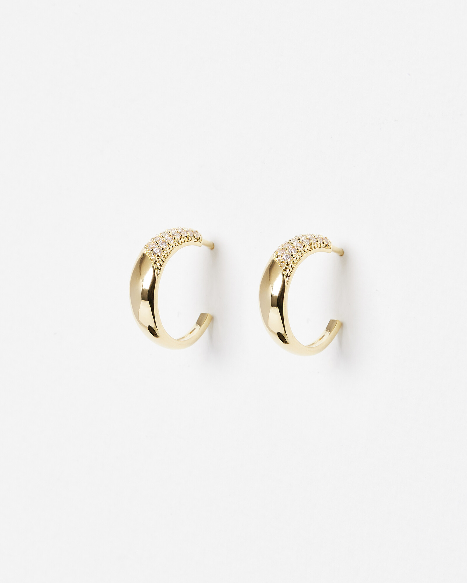 Seren Gem Inlay Curve Gold Plated Hoop Earrings Small | Oliver Bonas US