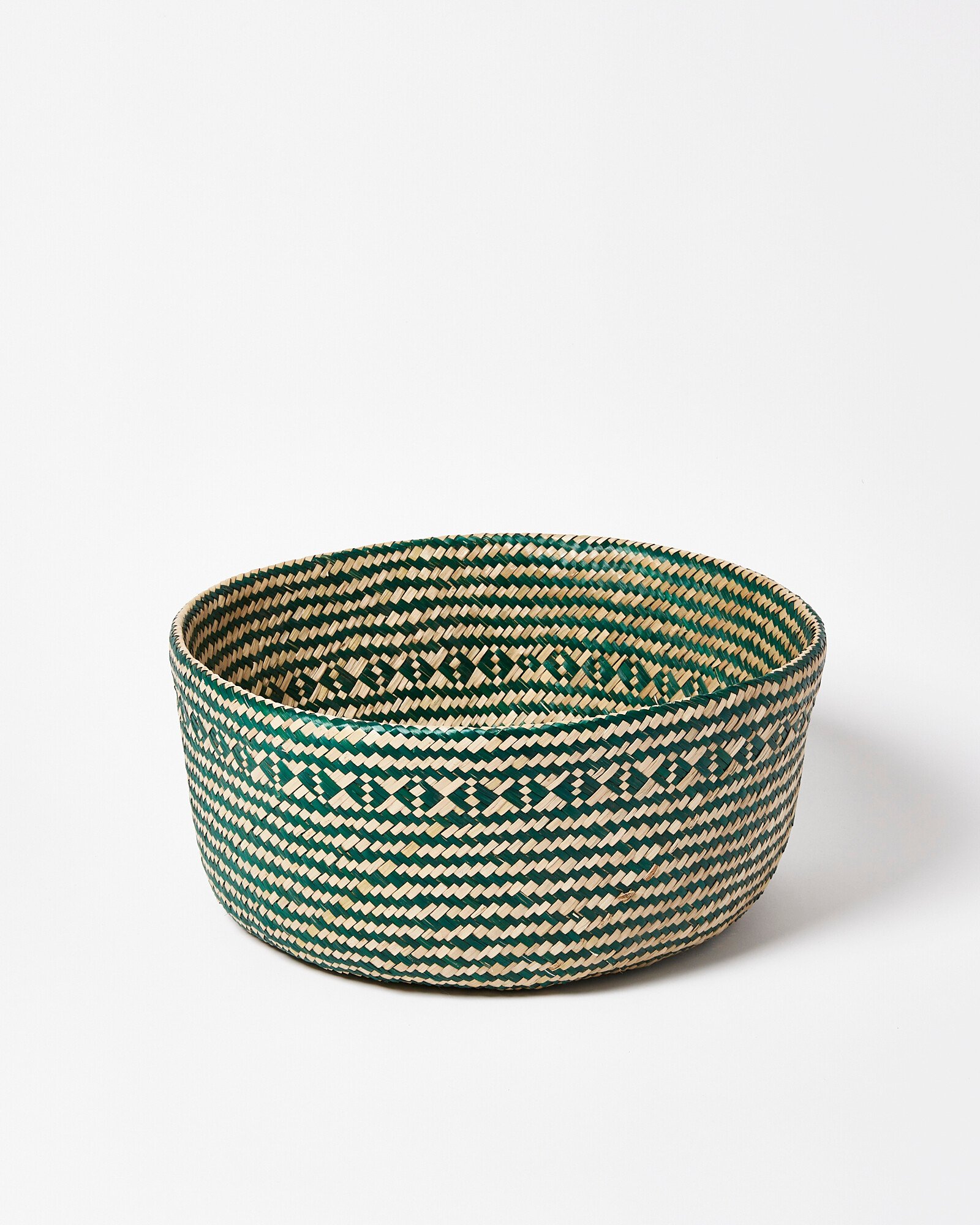 Green Geometric Patterned Seagrass Basket | Oliver Bonas