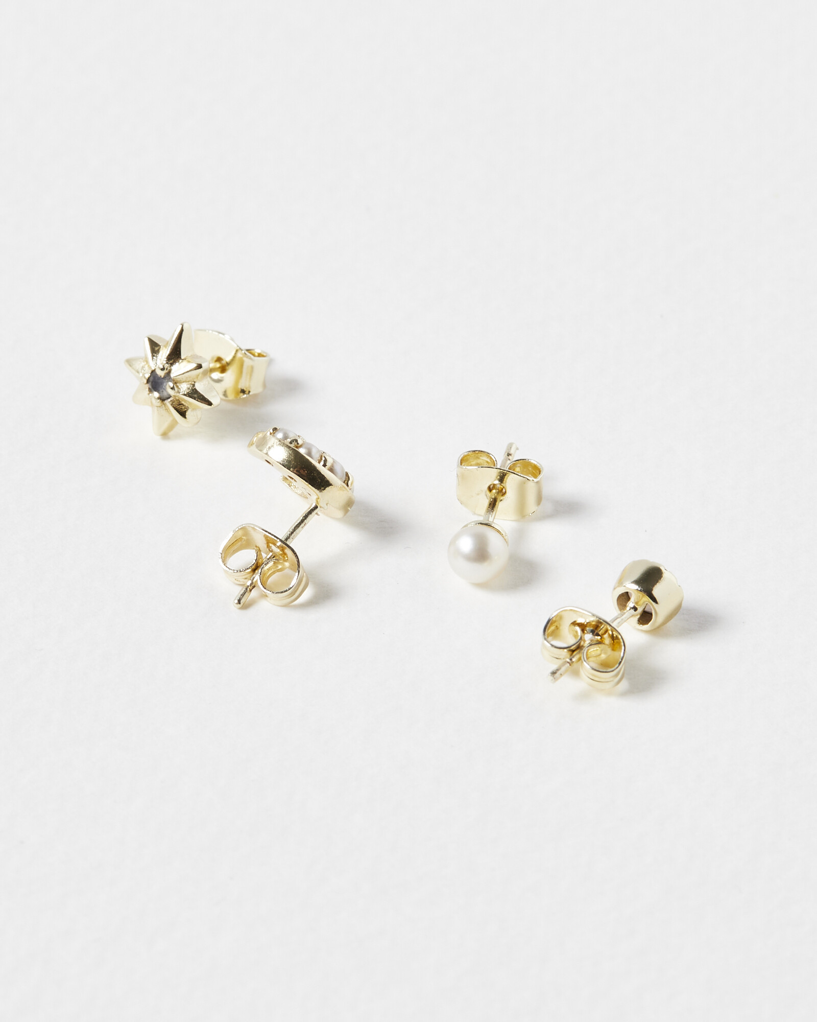 Titania Stone, Moon & Star Pearl Detail Earrings Pack of Four | Oliver ...