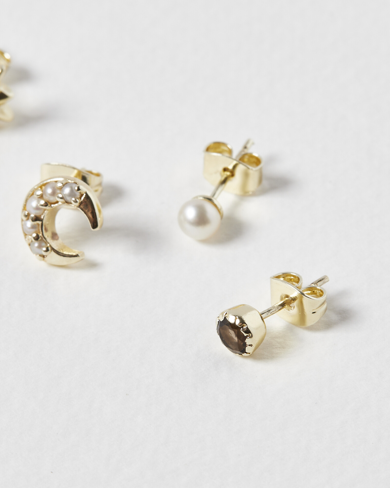 Titania Stone, Moon & Star Pearl Detail Earrings Pack of Four | Oliver ...