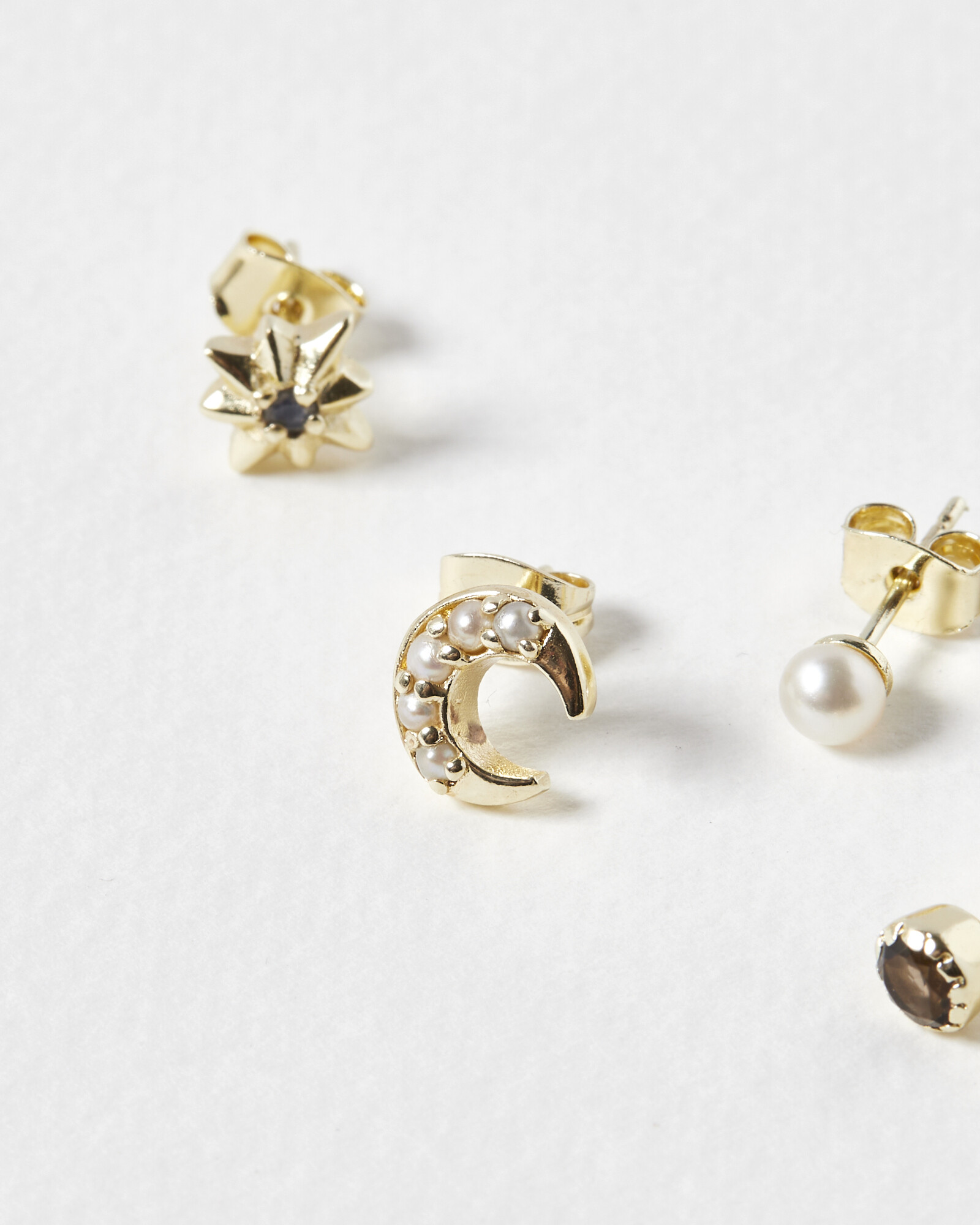 Titania Stone, Moon & Star Pearl Detail Earrings Pack of Four | Oliver ...
