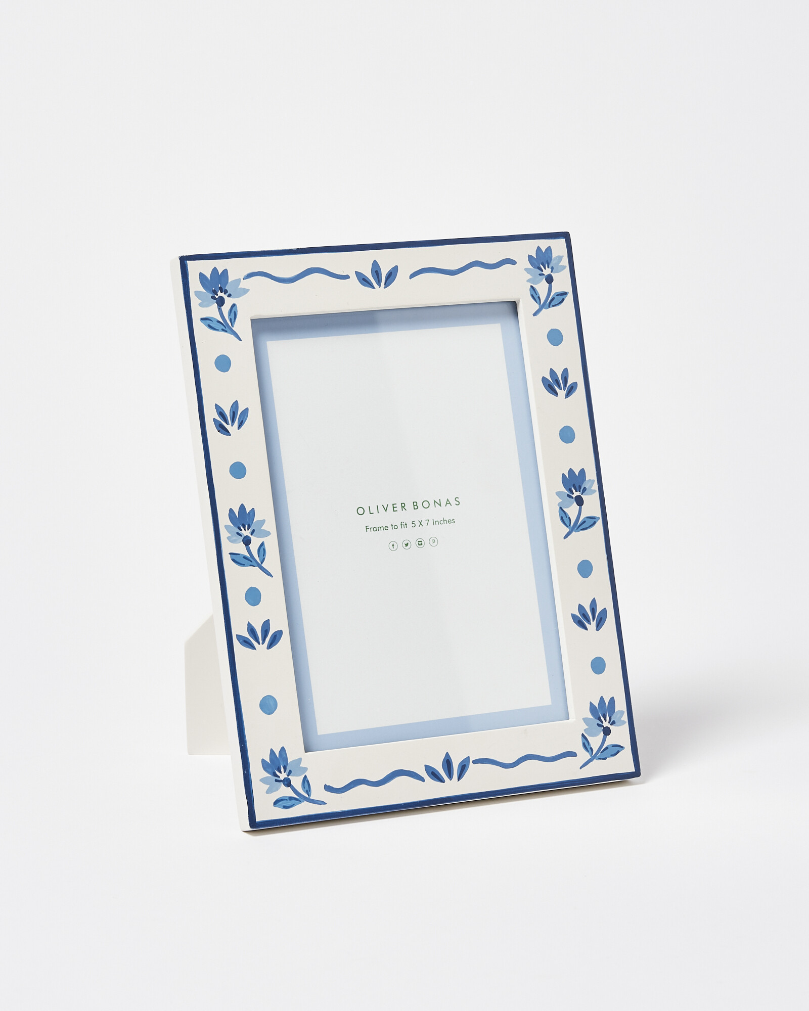 Millicent Hand Painted Blue Wooden Photo Frame 5x7" | Oliver Bonas