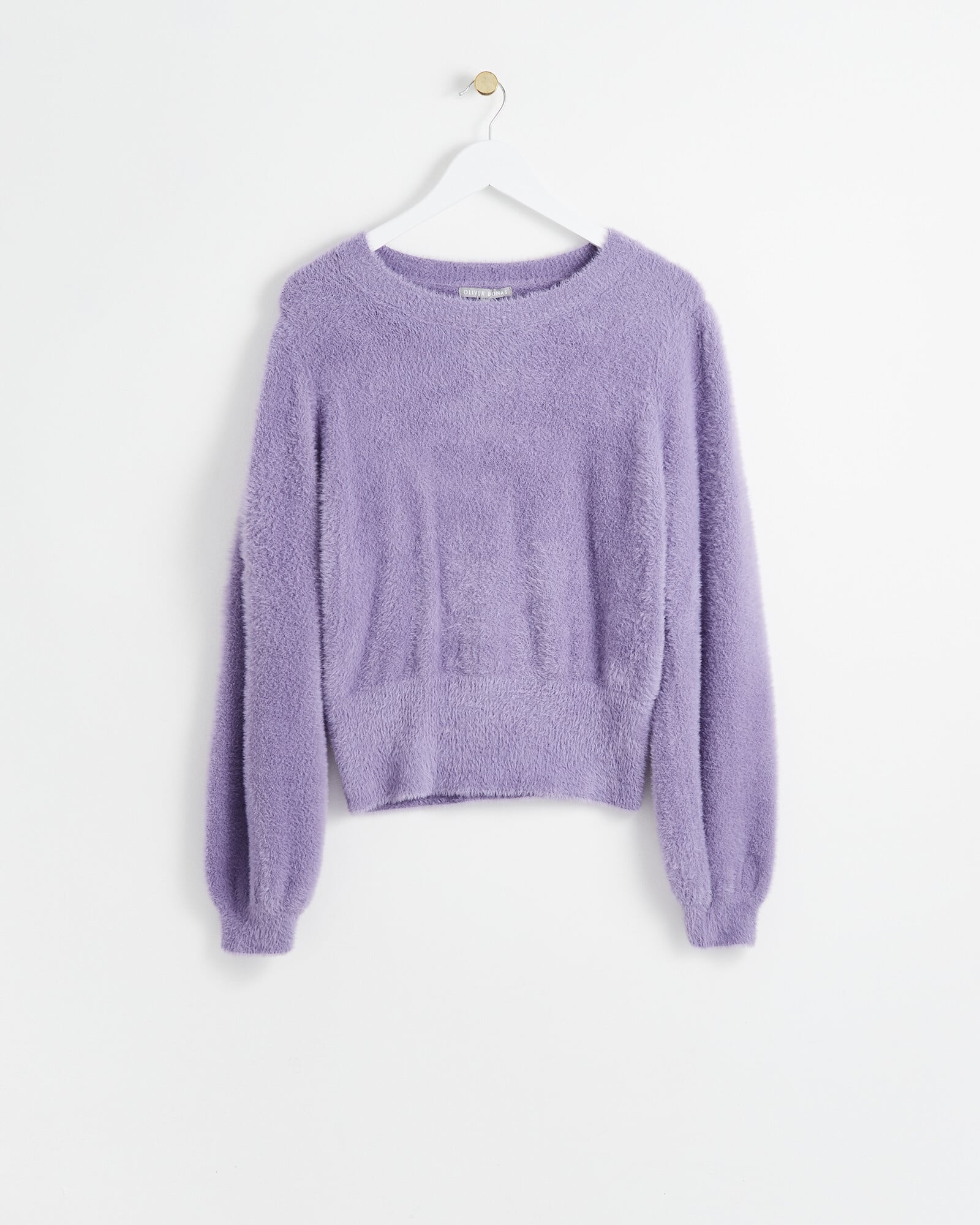Crew Neck Lilac Purple Eyelash Jumper | Oliver Bonas