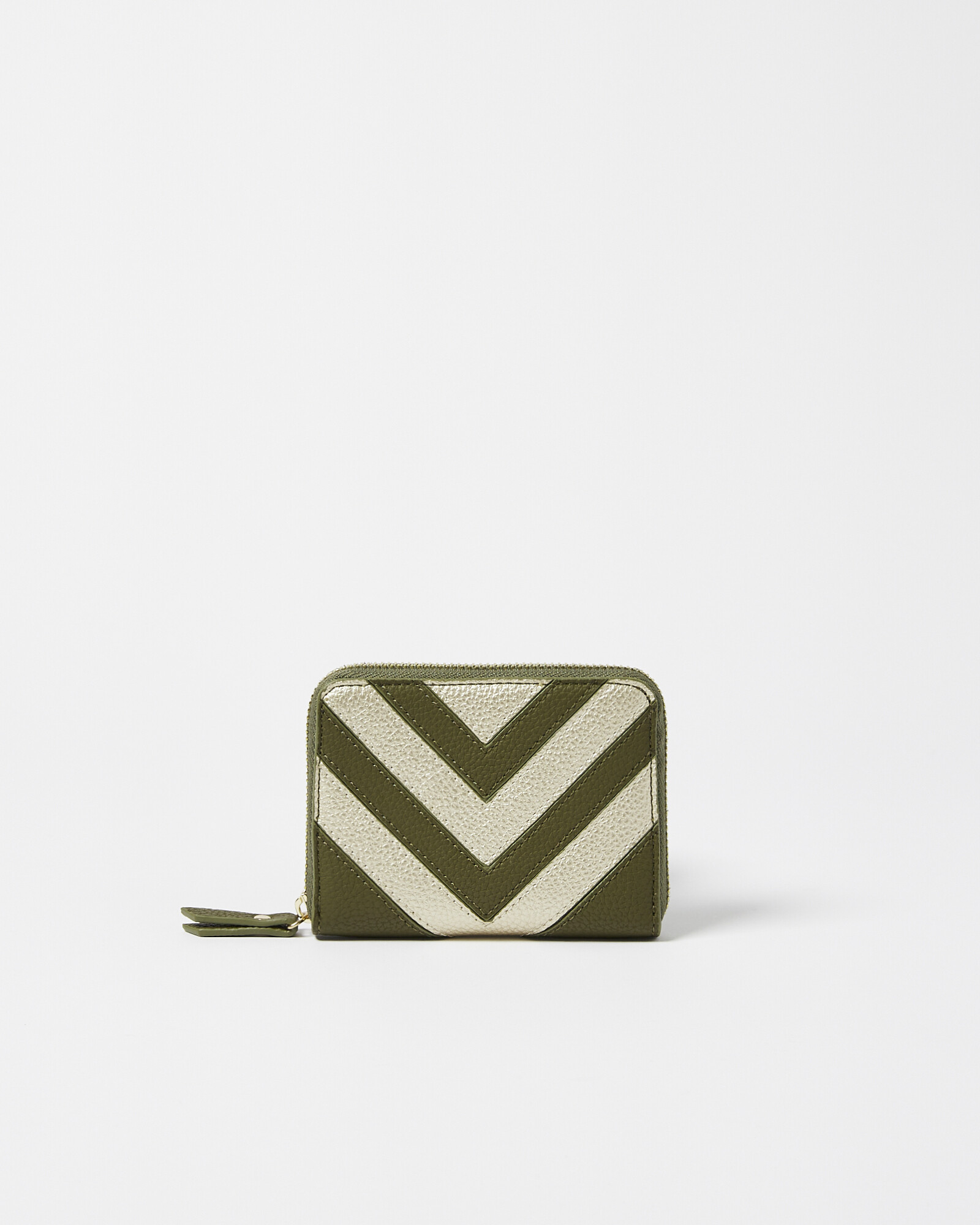 Avery Chevron Print Green Zipped Purse | Oliver Bonas