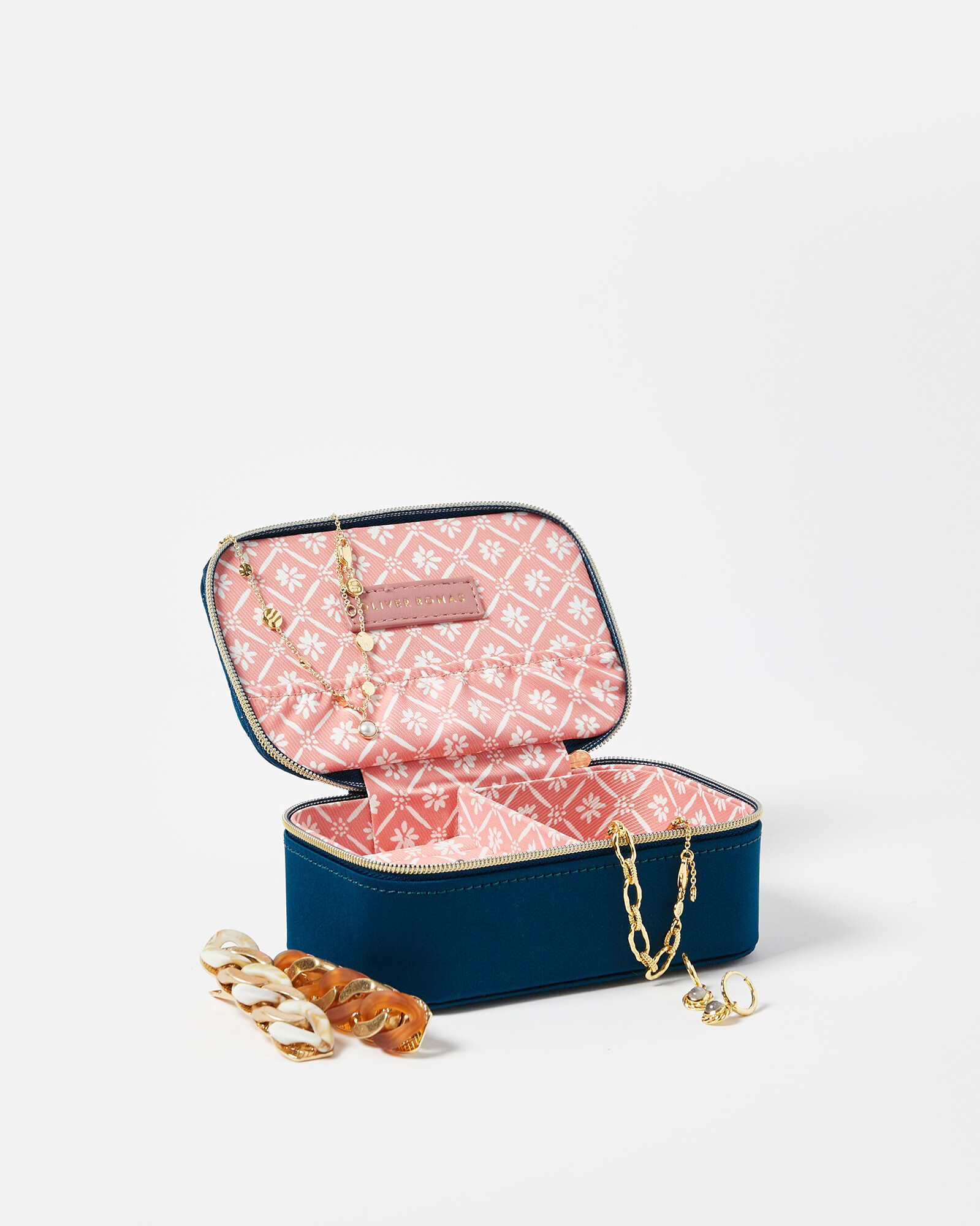 Edith Blue Quilted Jewellery Box | Oliver Bonas