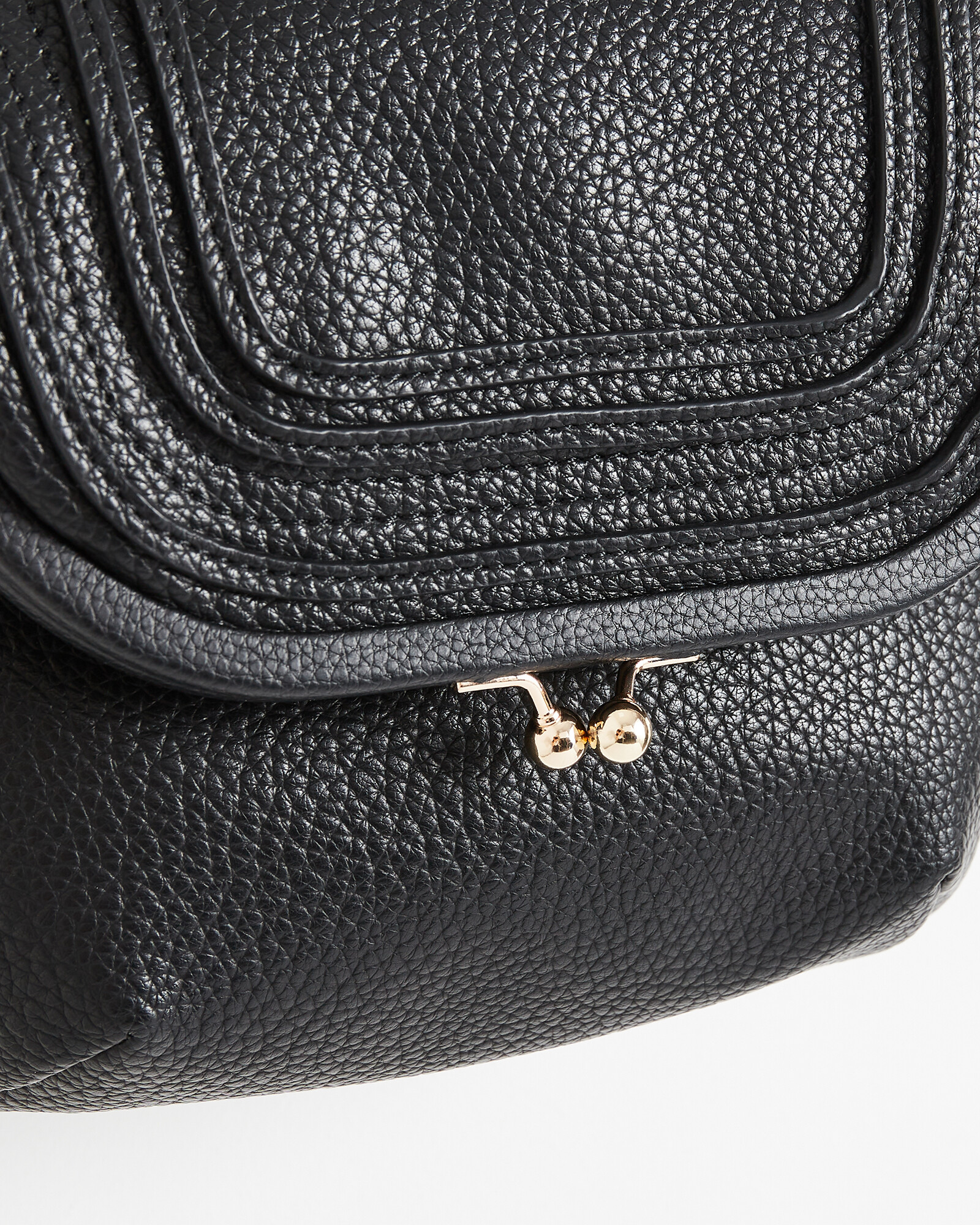 Stitch Detail Clam Clasp Black Crossbody Bag | Oliver Bonas