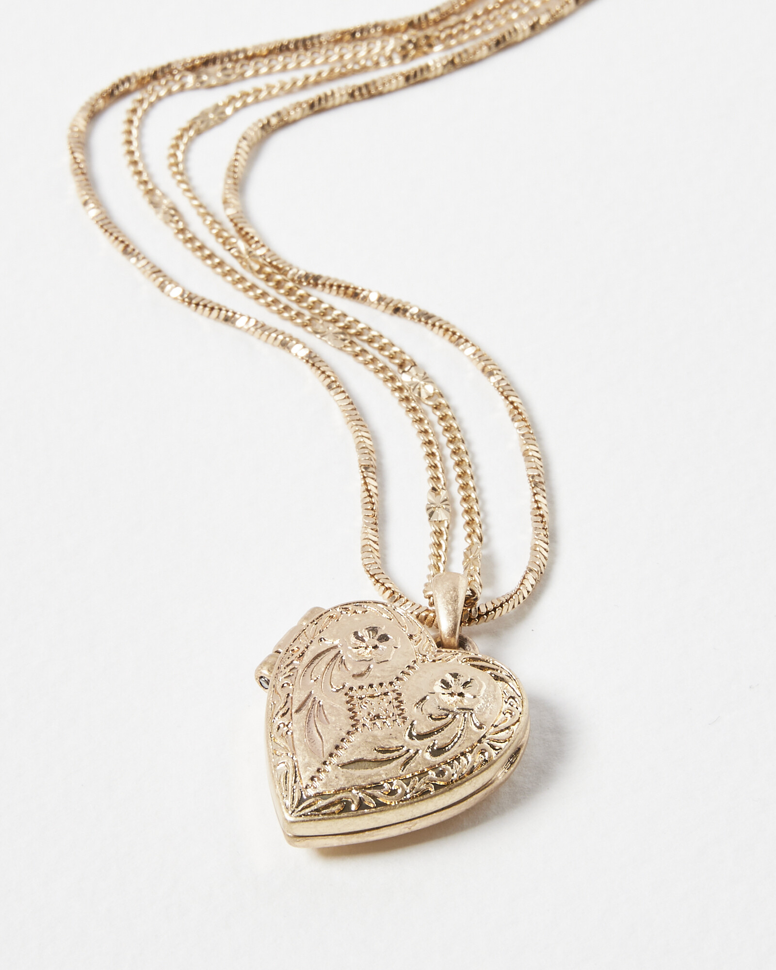 Axel Vintage Gold Tone Heart Locket Necklace | Oliver Bonas
