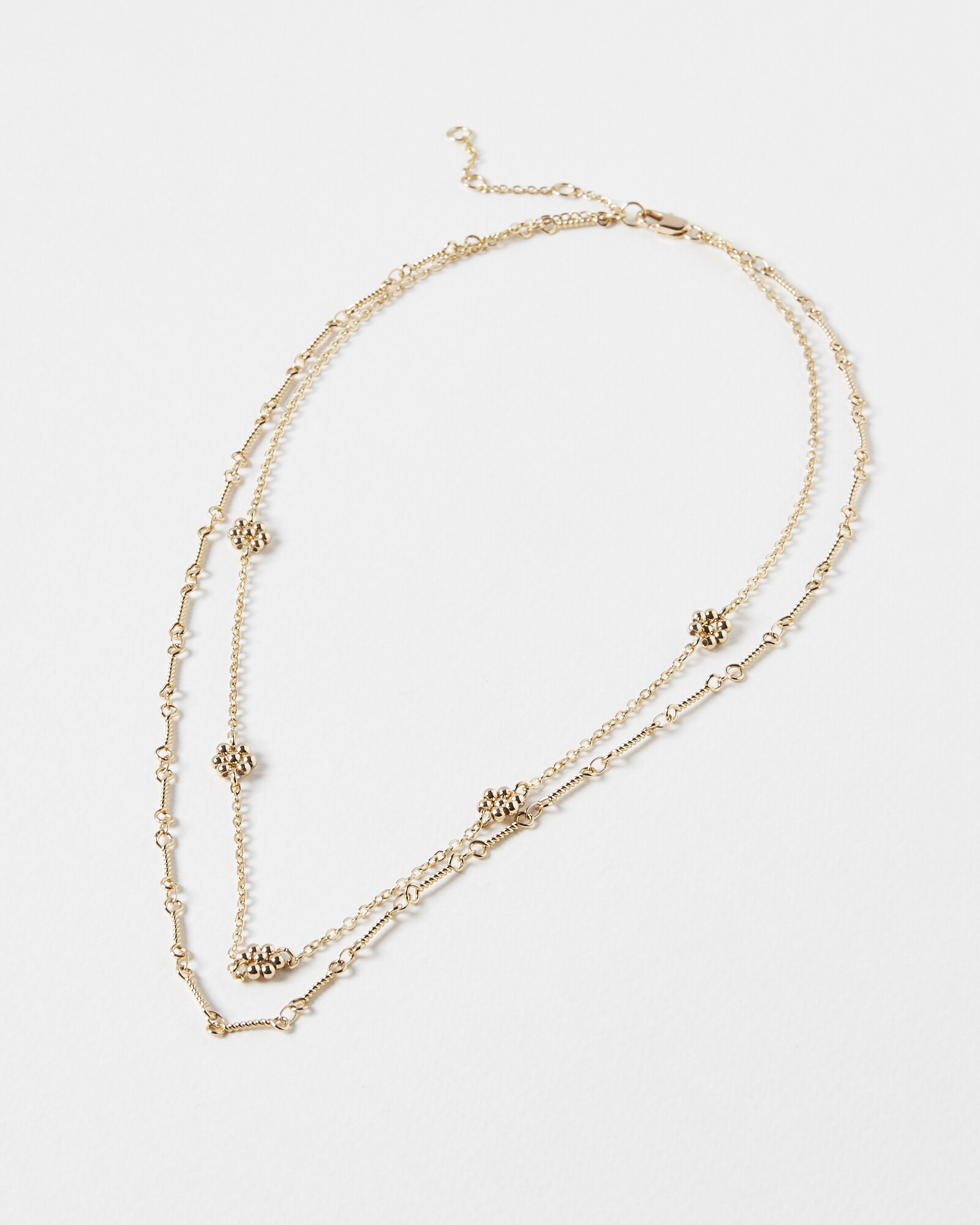 Mabel Mini Flowers Gold Tone Layered Collar Necklace | Oliver Bonas