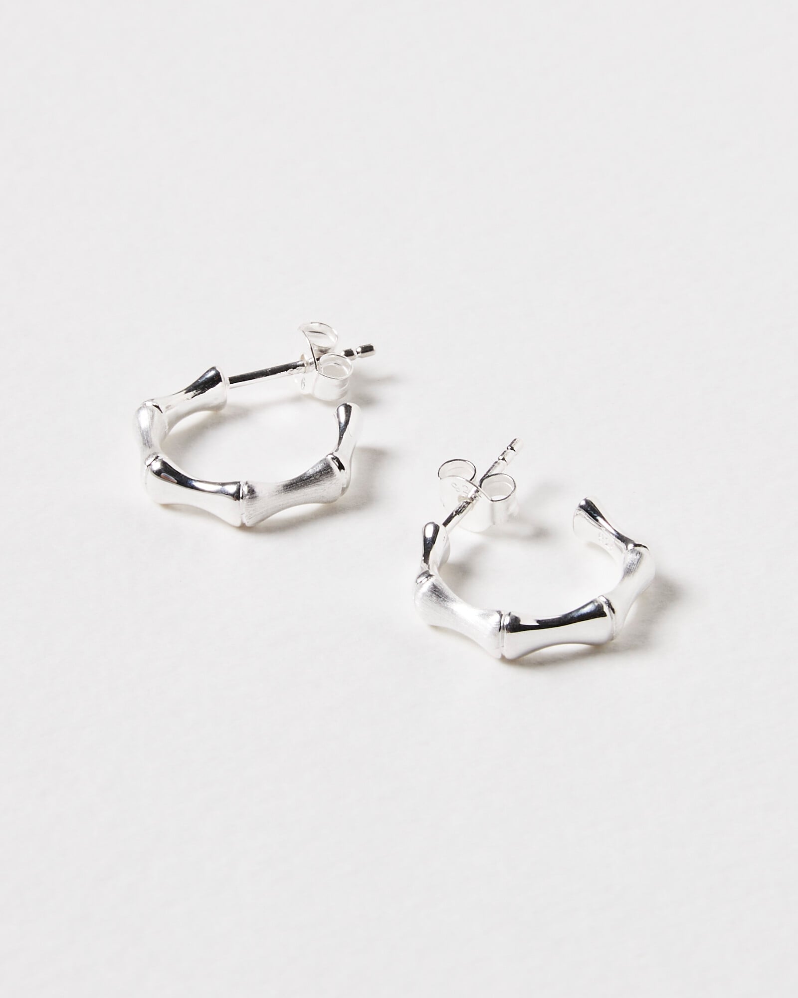 Gemini Disco Bamboo Silver Hoop Earrings Small | Oliver Bonas