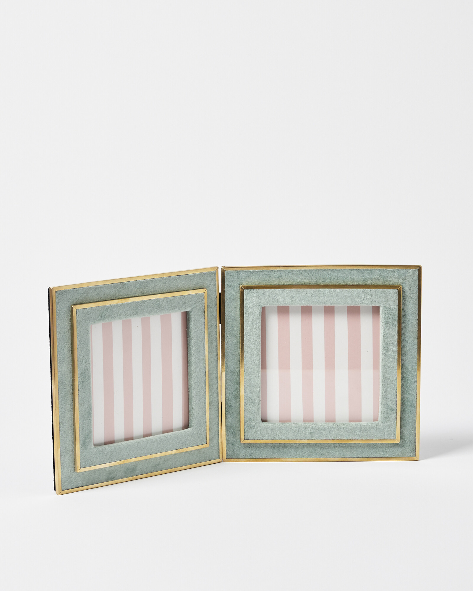 Mint Green Velvet Double Standing Photo Frame 4x4" | Oliver Bonas IE