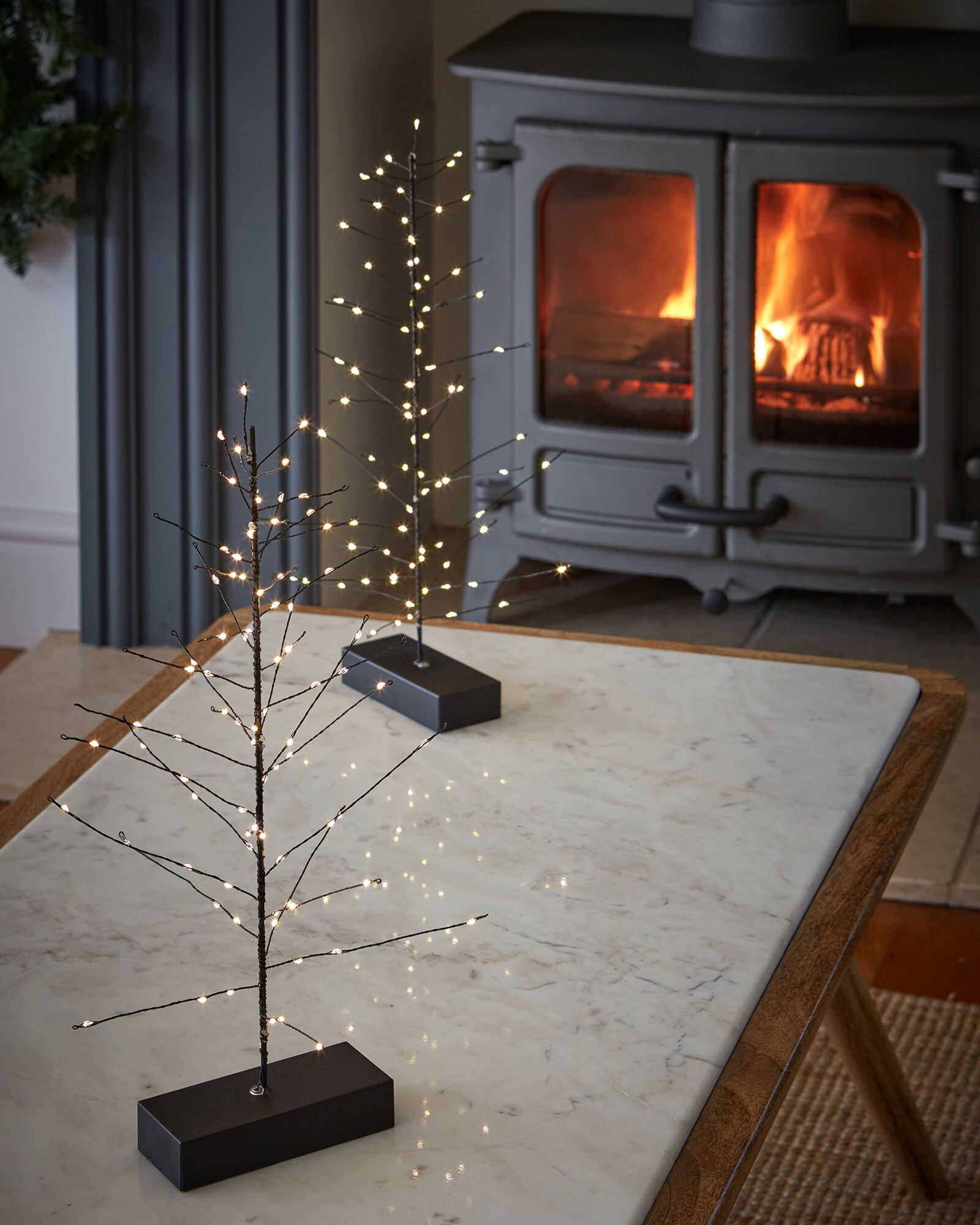 Black Festive Tree Table Light | Oliver Bonas