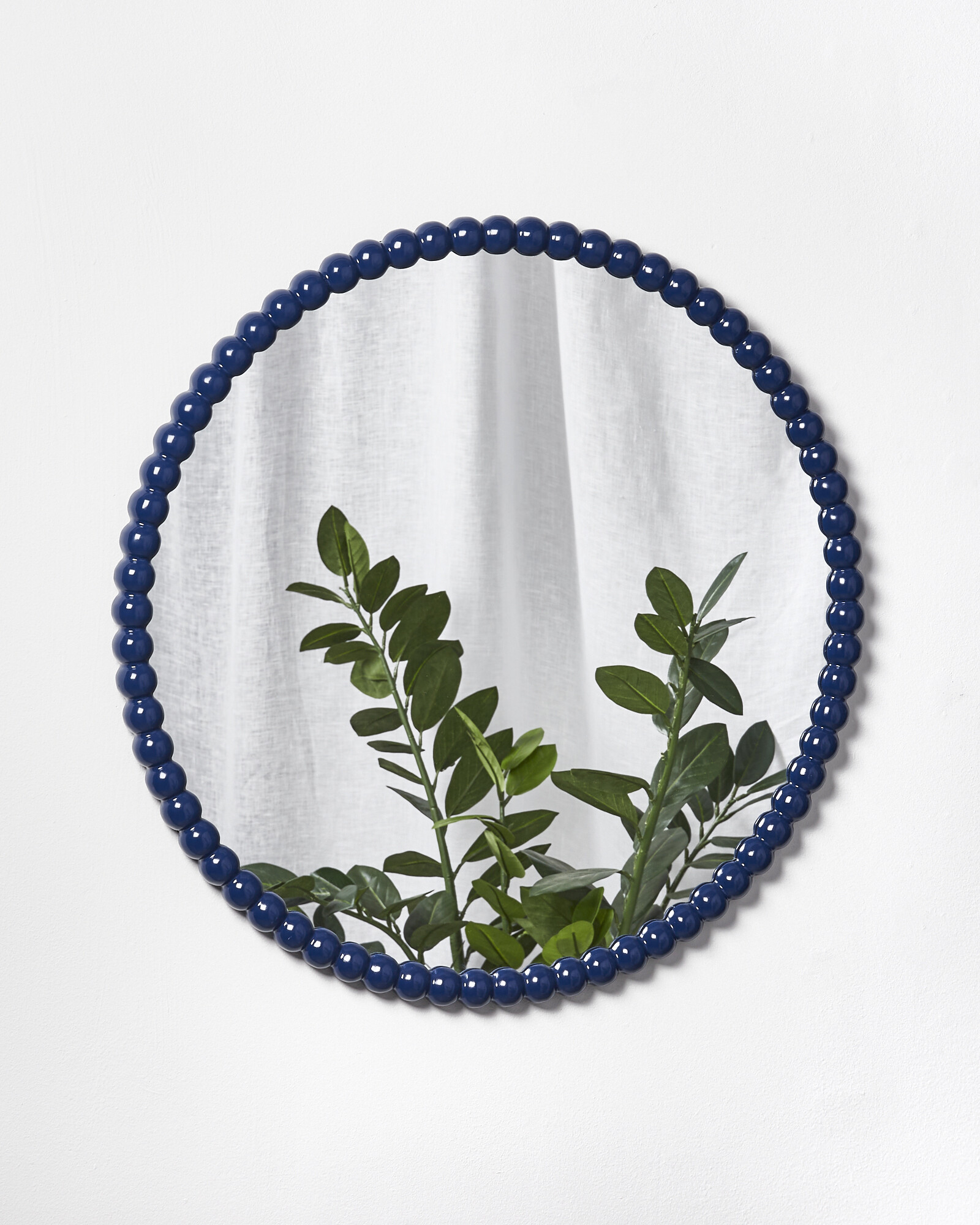 Bobbin Round Blue Wooden Mirror | Oliver Bonas