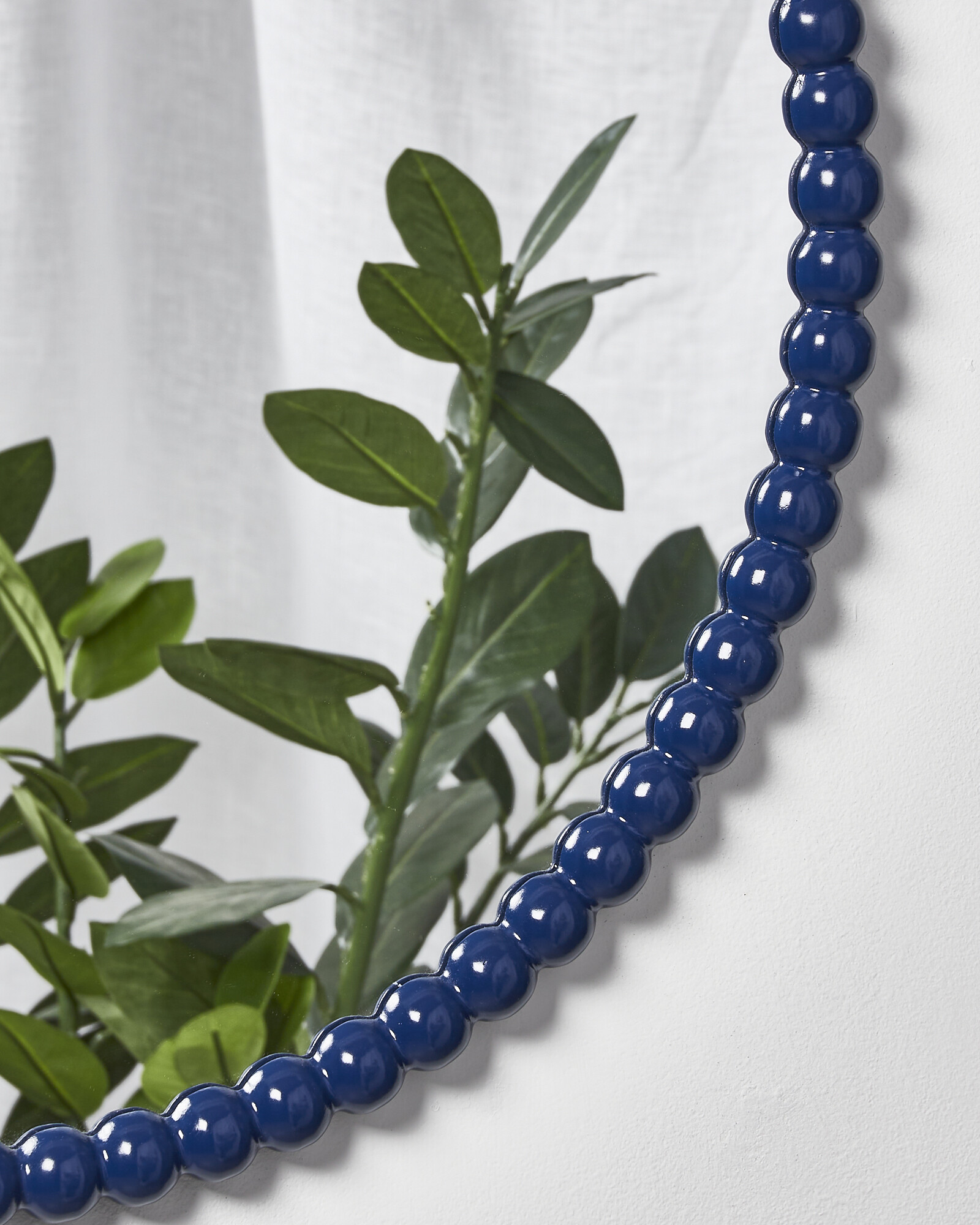 Bobbin Round Blue Wooden Mirror | Oliver Bonas