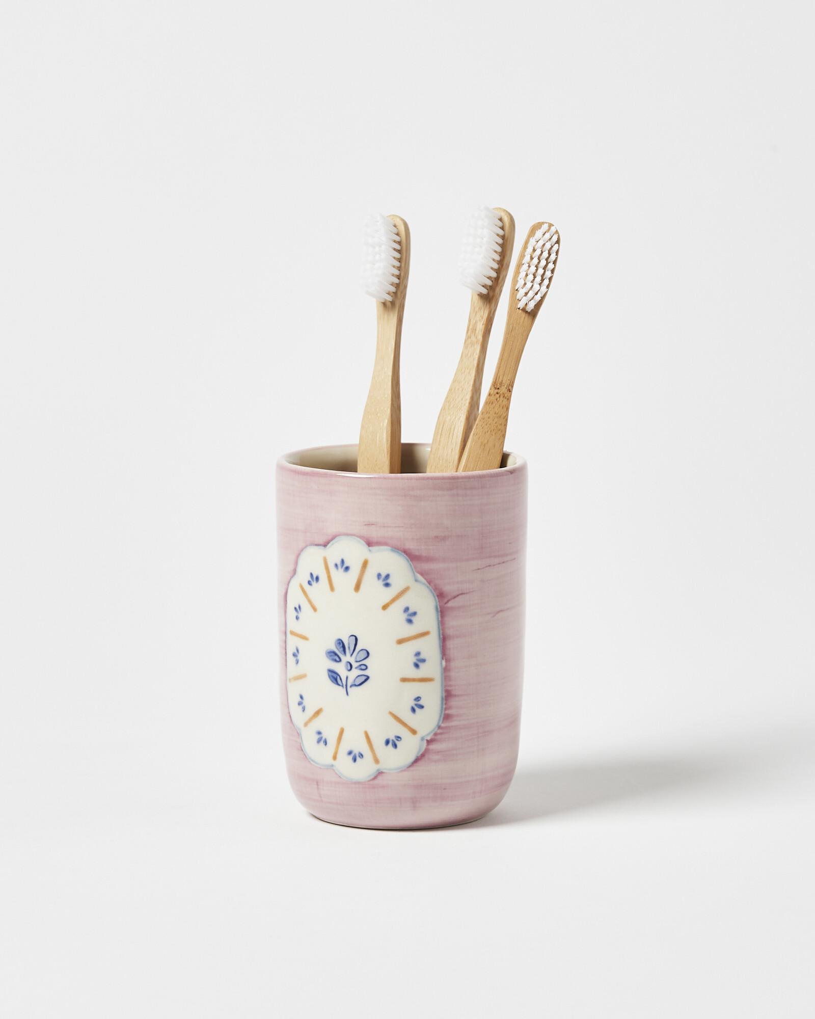 Ida Pink Ceramic Toothbrush Holder | Oliver Bonas